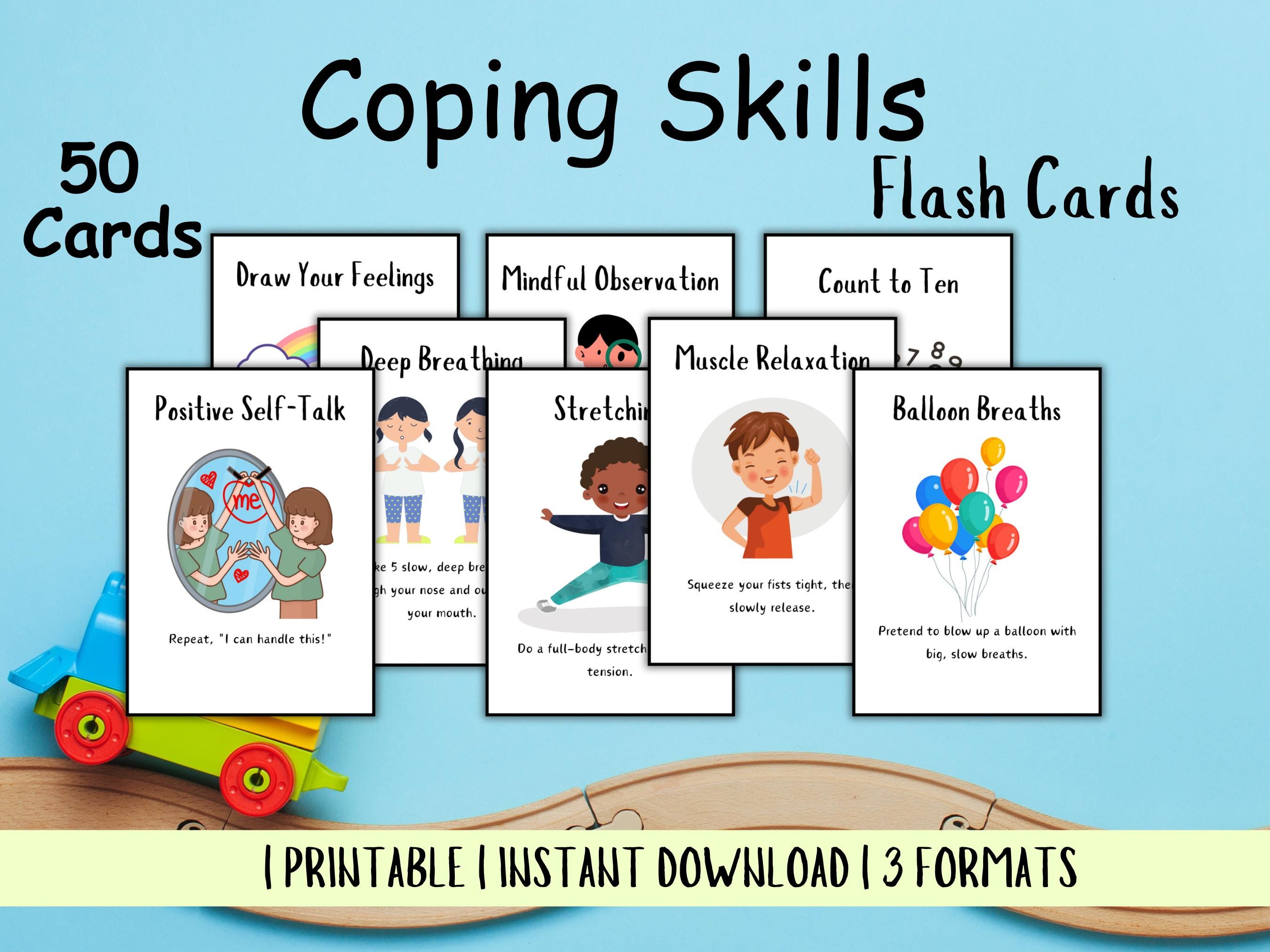 Coping Skills Flashcards for Kids, Calming Corner Cards Emotional ...