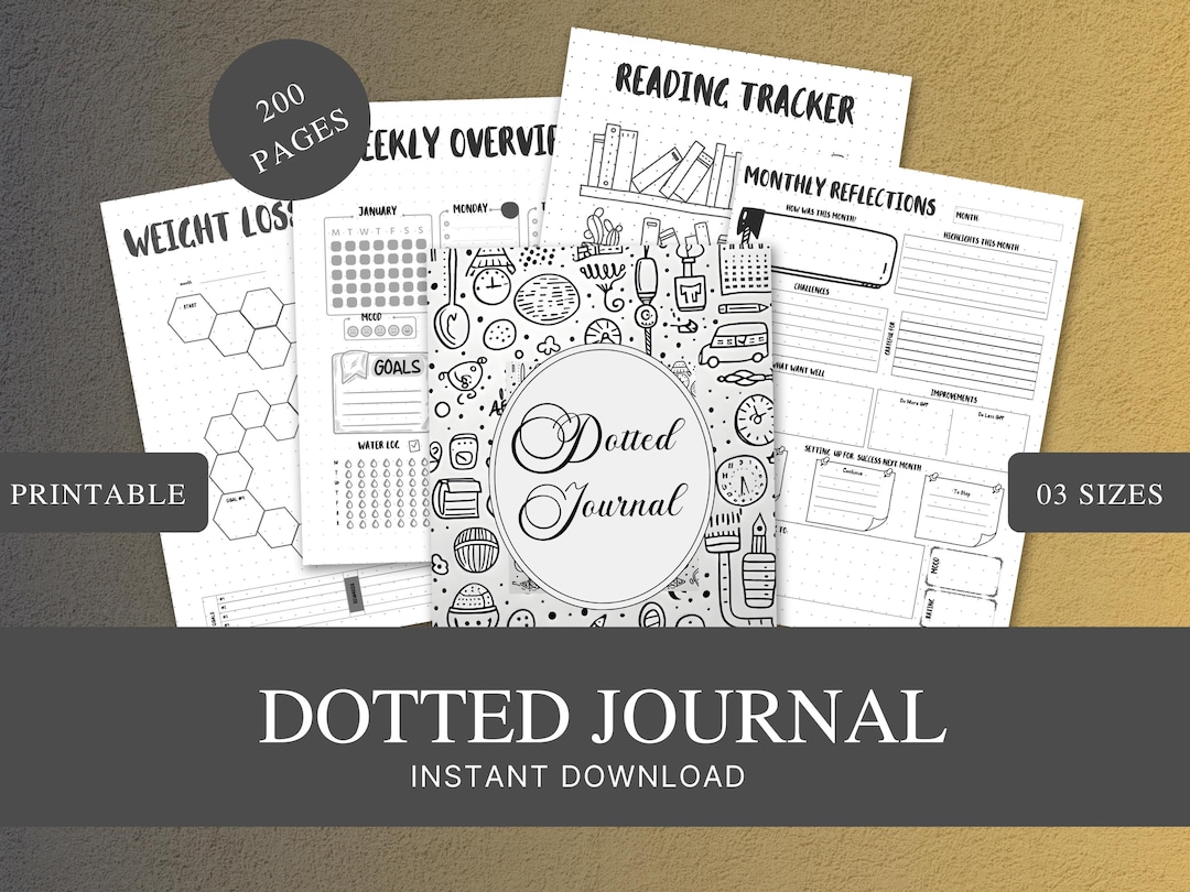Undated Dotted Journal, Grid Journal Printable, Aesthetic Planner Pages ...