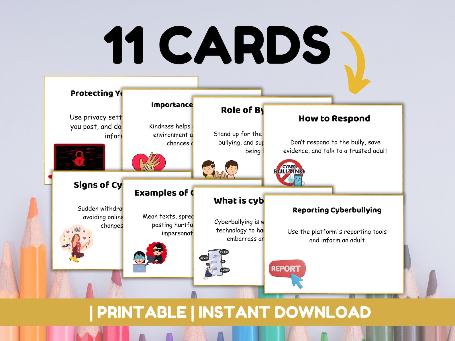 Online Bullying Flash Cards for Kids, Cyberbullying for School Teachers ...
