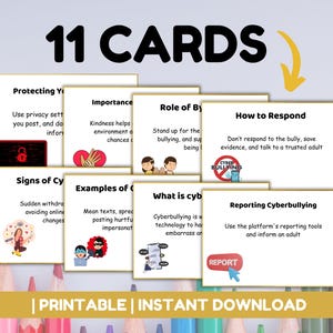 Online Bullying Flash Cards for Kids, Cyberbullying for School Teachers ...