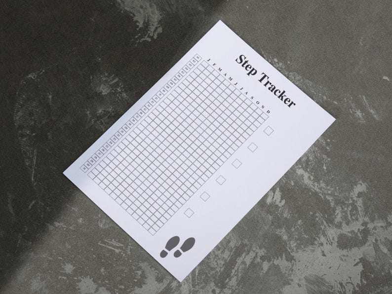 Daily Step Tracker Record, Step Log, Monthly Step Tracker Printable ...