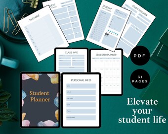 Printable Planner, Printable Student Planner Bundle, Study Planner Bundle, Academic Planner ...