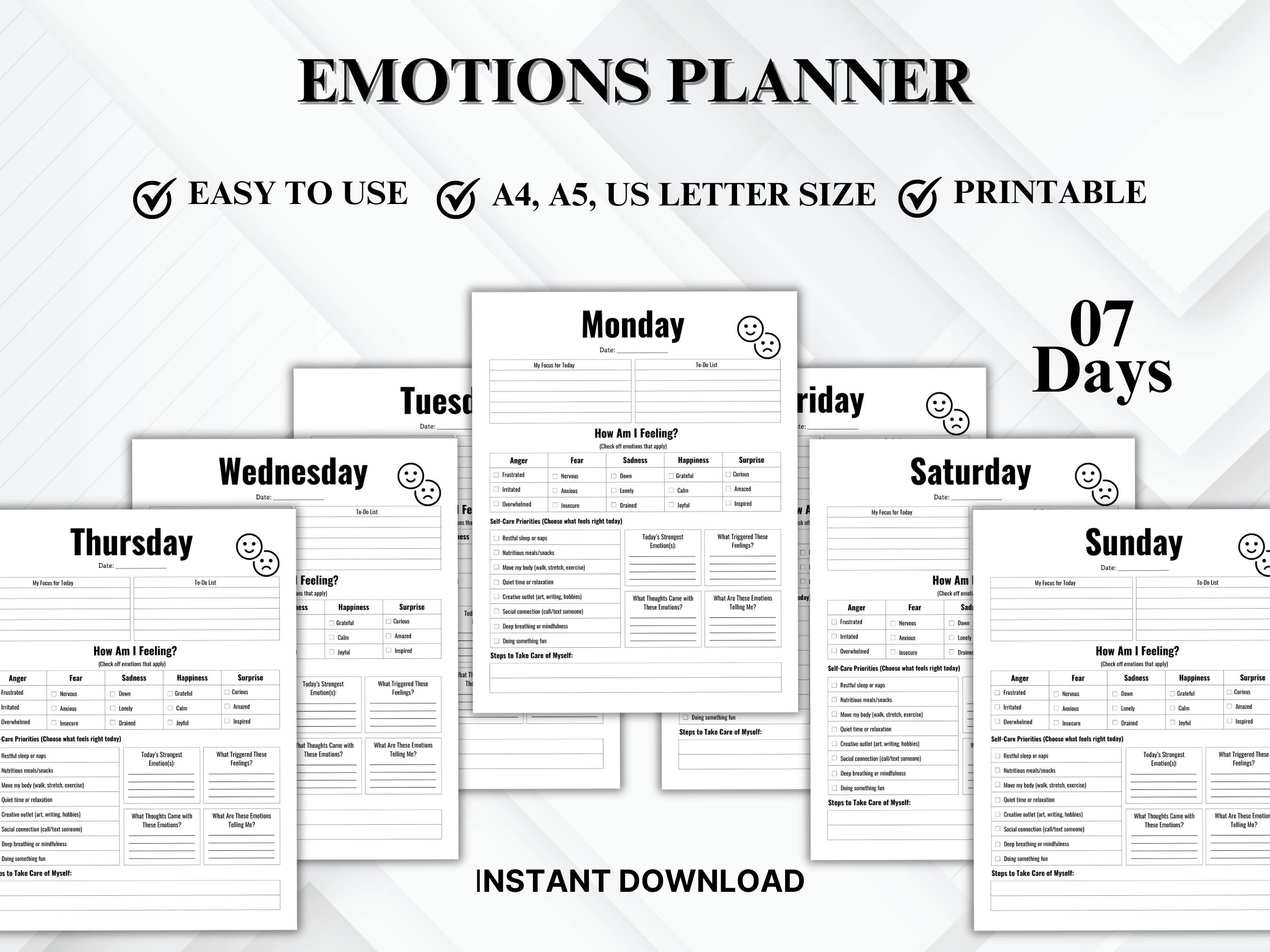 Emotions Planner, DBT Emotional Regulation, Dialectical Behavior ...