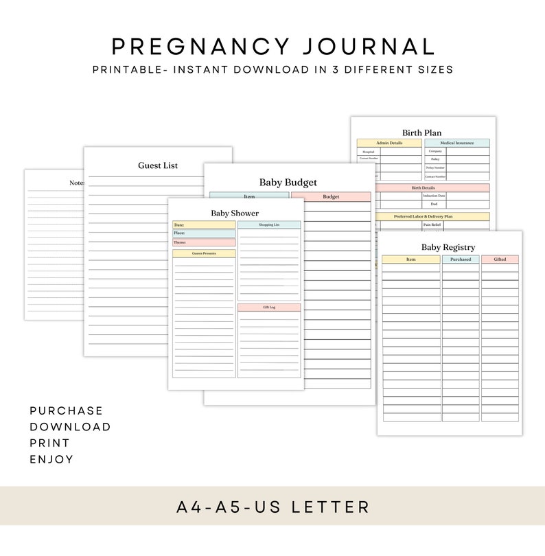 Pregnancy Planner Printable, Pregnancy Journal, Expecting Mom Kit ...