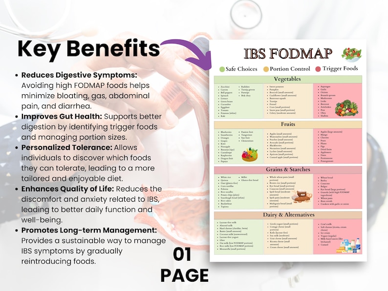 Fodmap IBS Food List and Low Fodmap Treats, Food Chart Nutrition Guide ...