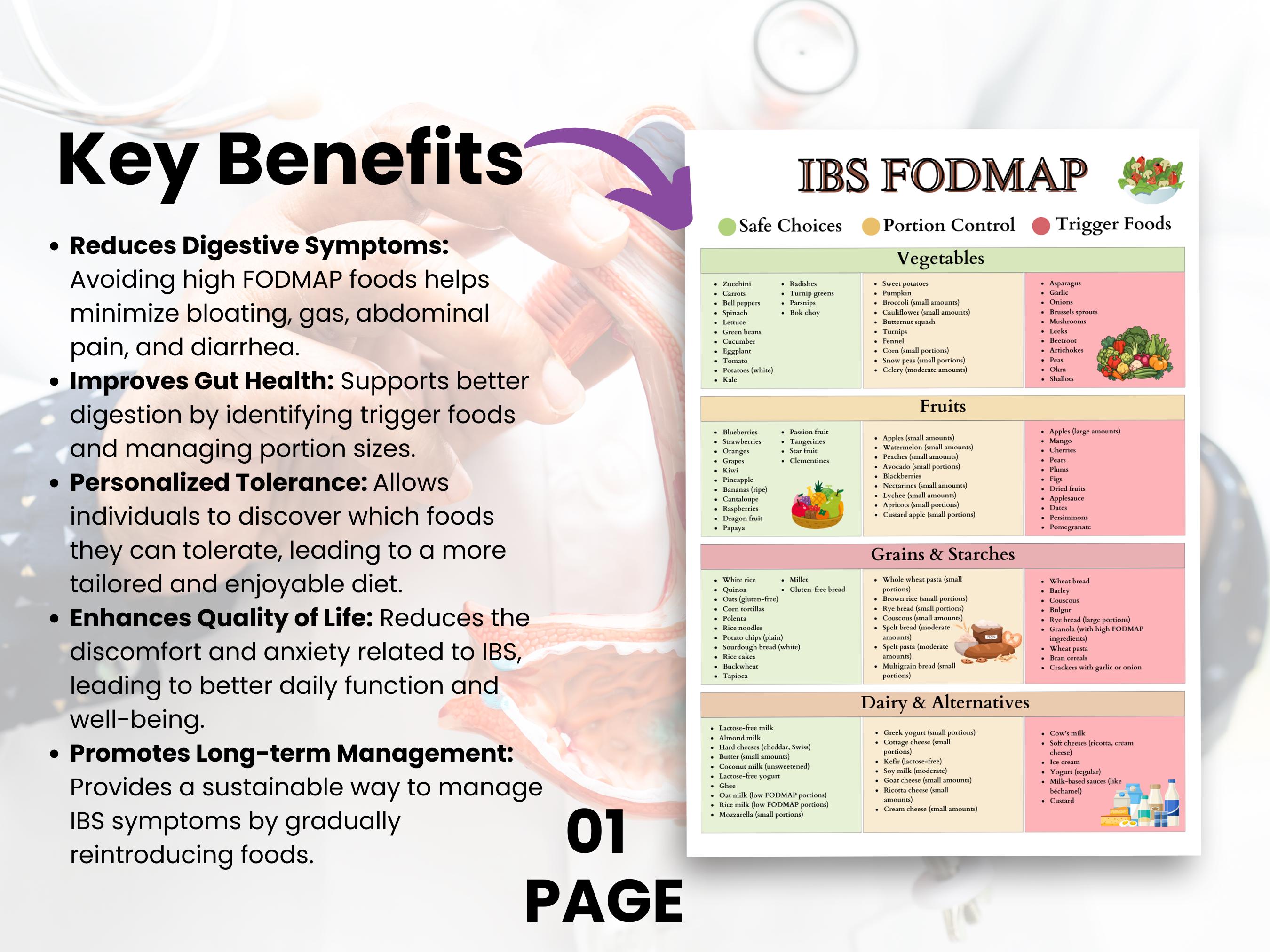 Fodmap IBS Food List and Low Fodmap Treats, Food Chart Nutrition Guide ...