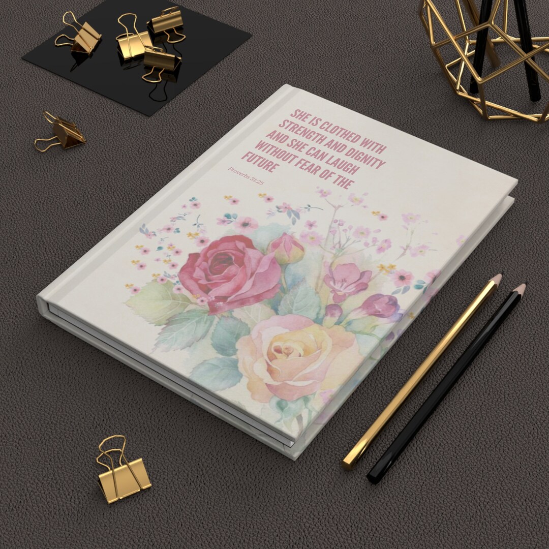 Floral Strength Christian Bible Verse Hardcover Journal | Prayer ...