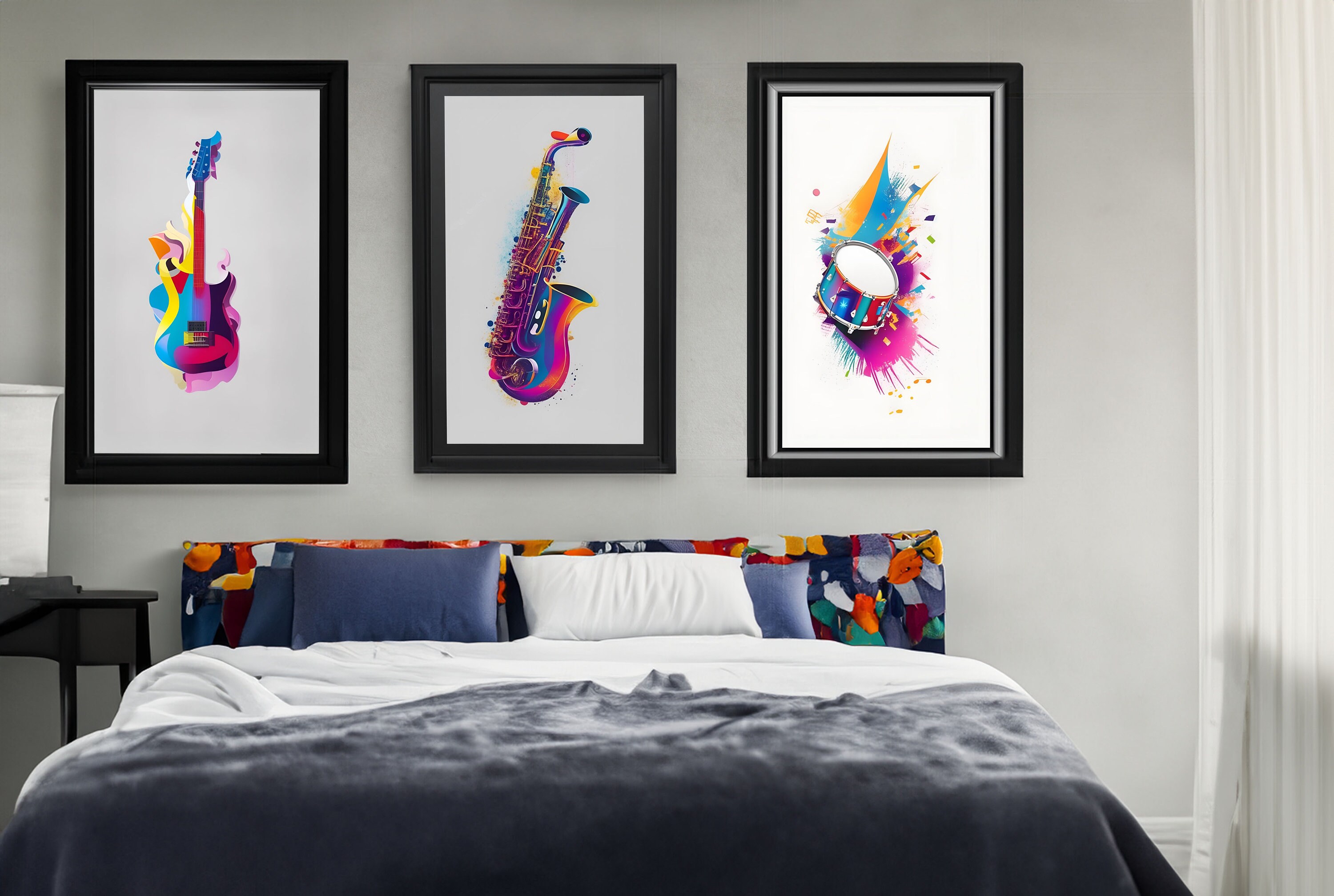 Musical Instruments Digital Wall Art Set of 3 Decorative Items - Etsy