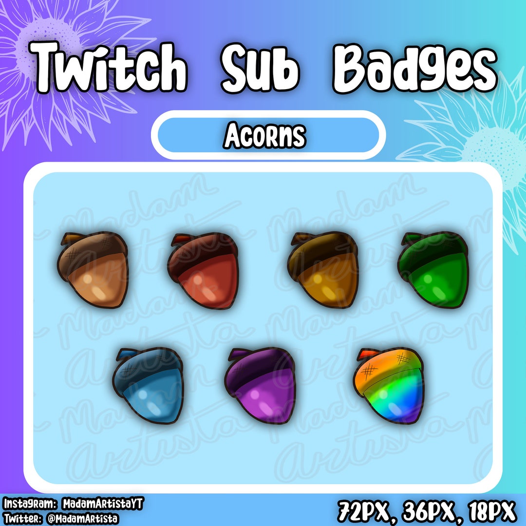 ACORNS | Sub Badges PNG | Designed for Twitch, Discord, Subs, Streamers ...