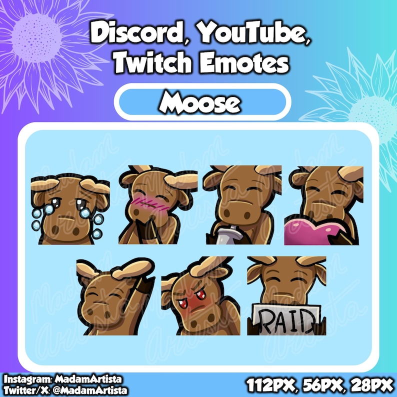 Moose | Emotes PNG | Designed for Twitch, Discord, Youtube | Cute ...