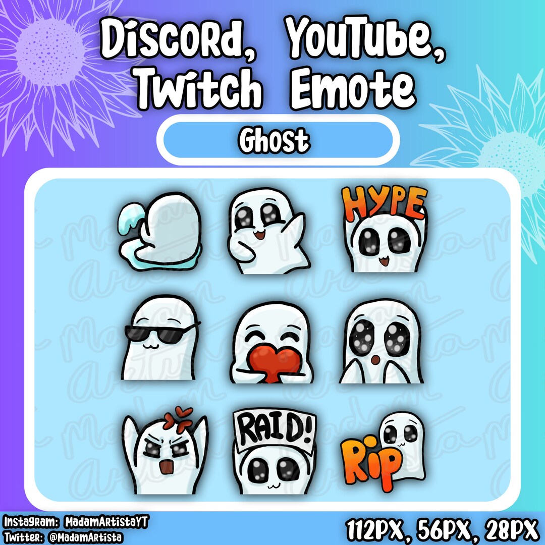 Ghost Emotes PNG Designed for Twitch, Discord, Youtube Cute Halloween ...