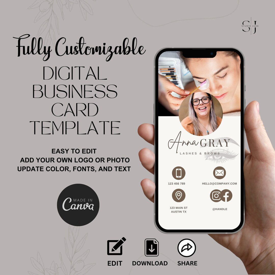 Editable Lash Tech Business Card Digital Template, Lash Business, Lash ...