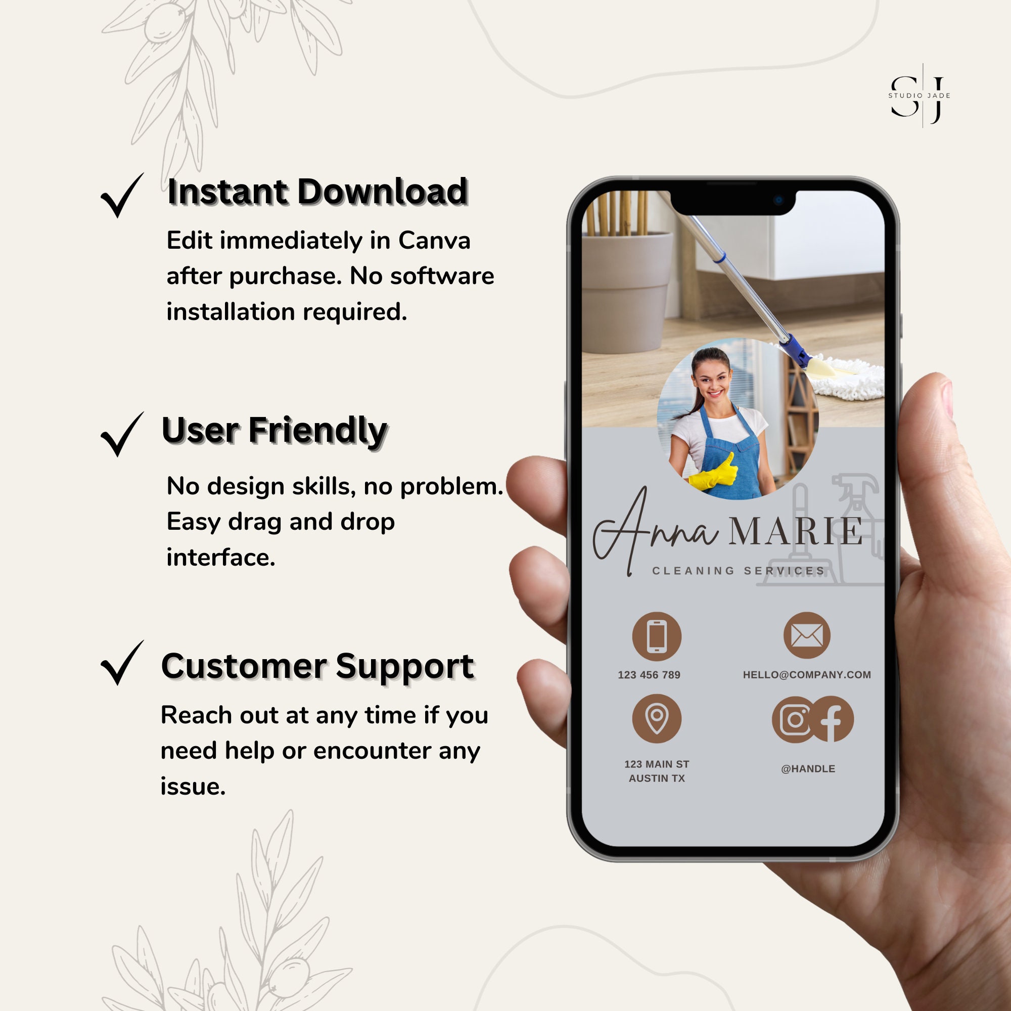 Editable Cleaner Digital Business Card, Cleaning Business, Cleaning ...
