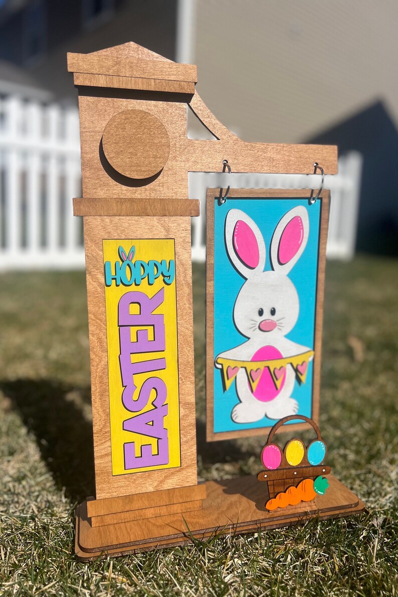 Easter Bunny Interchangeable Post Sign, Decorative Post Attachments ...