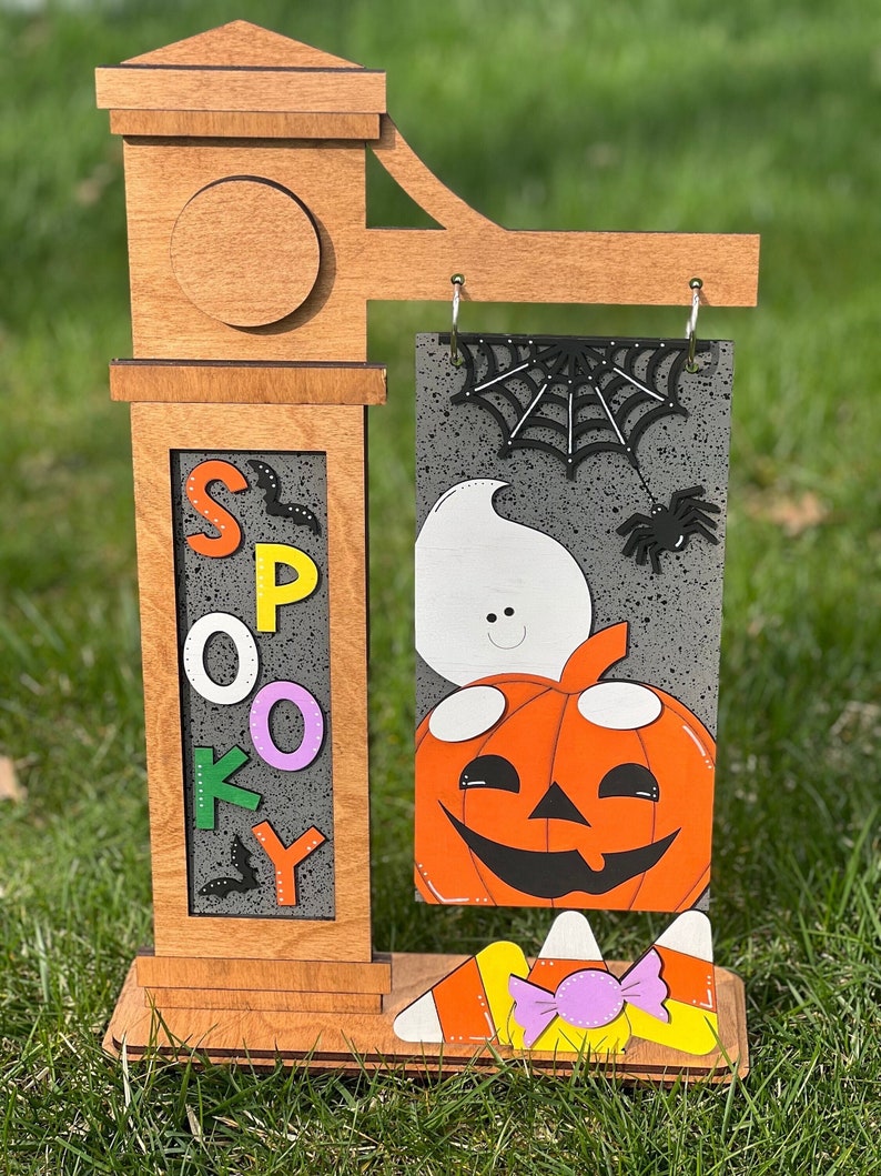 Halloween Interchangeable Post Sign, Decorative Post Attachments ...