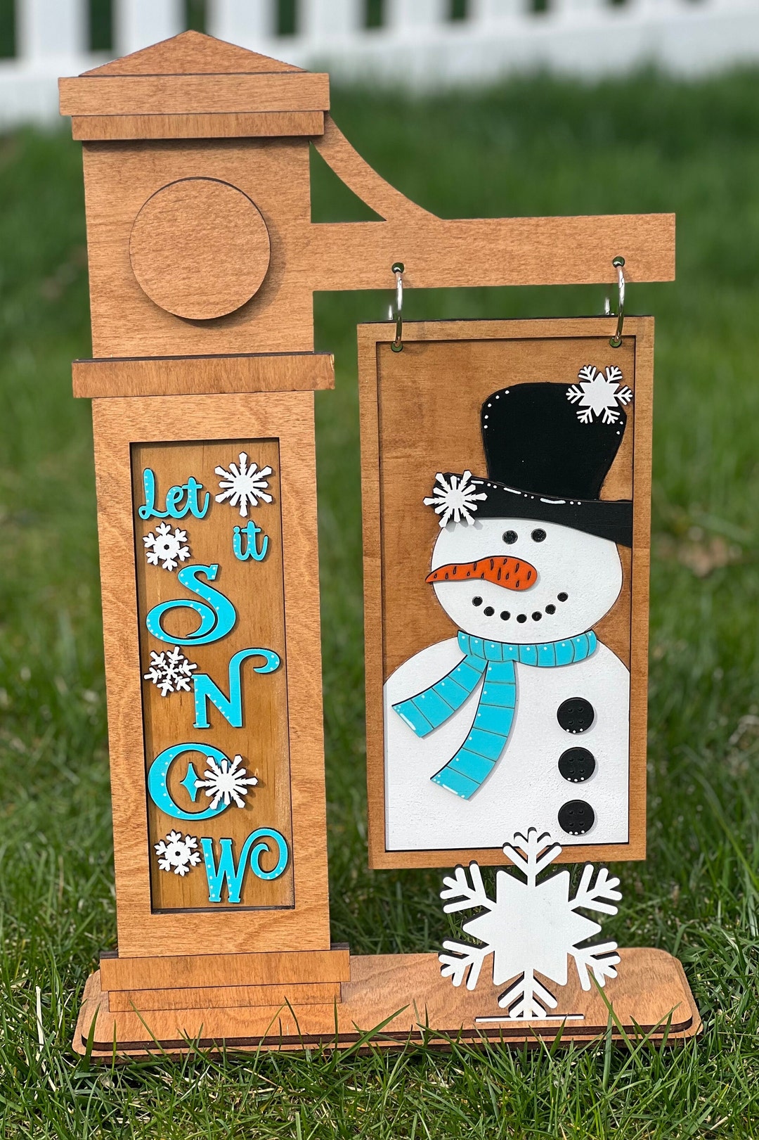 Snowman Winter Interchangeable Post Sign, Decorative Post Attachments ...