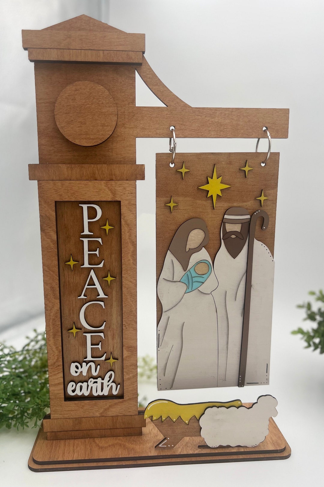 Nativity Scene Interchangeable Post Sign, Decorative Post Attachments ...