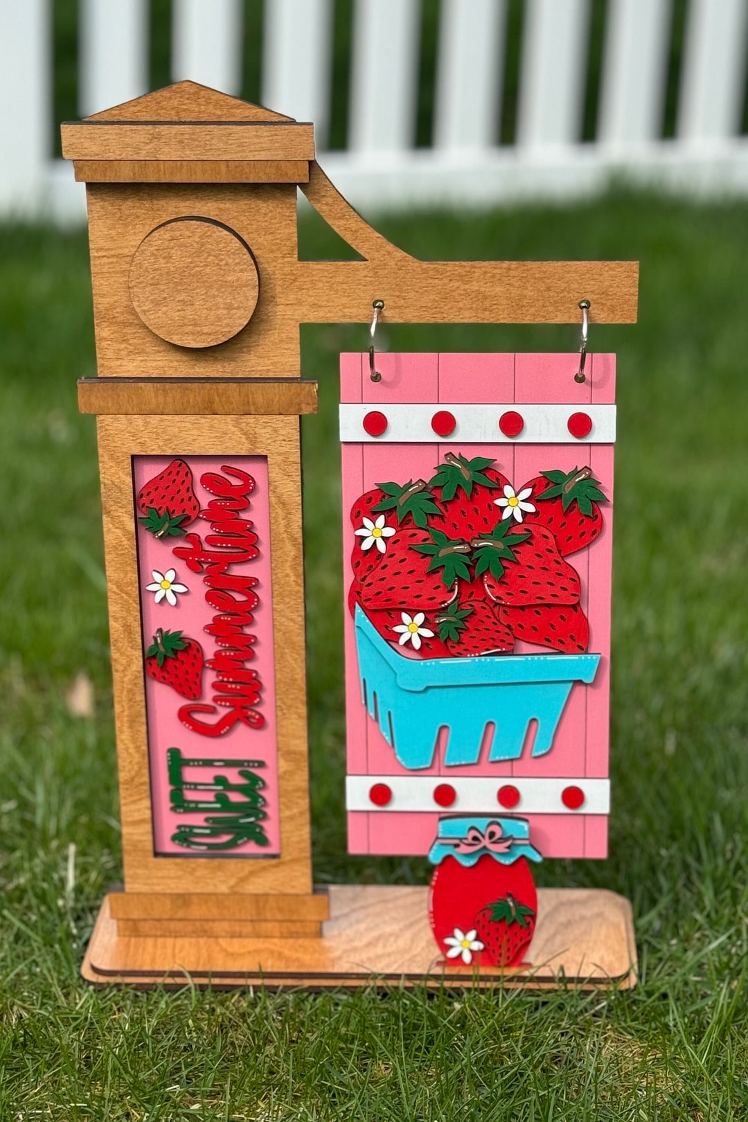 Interchangeable Strawberry Post Sign, Decorative Post Pieces, Tabletop ...