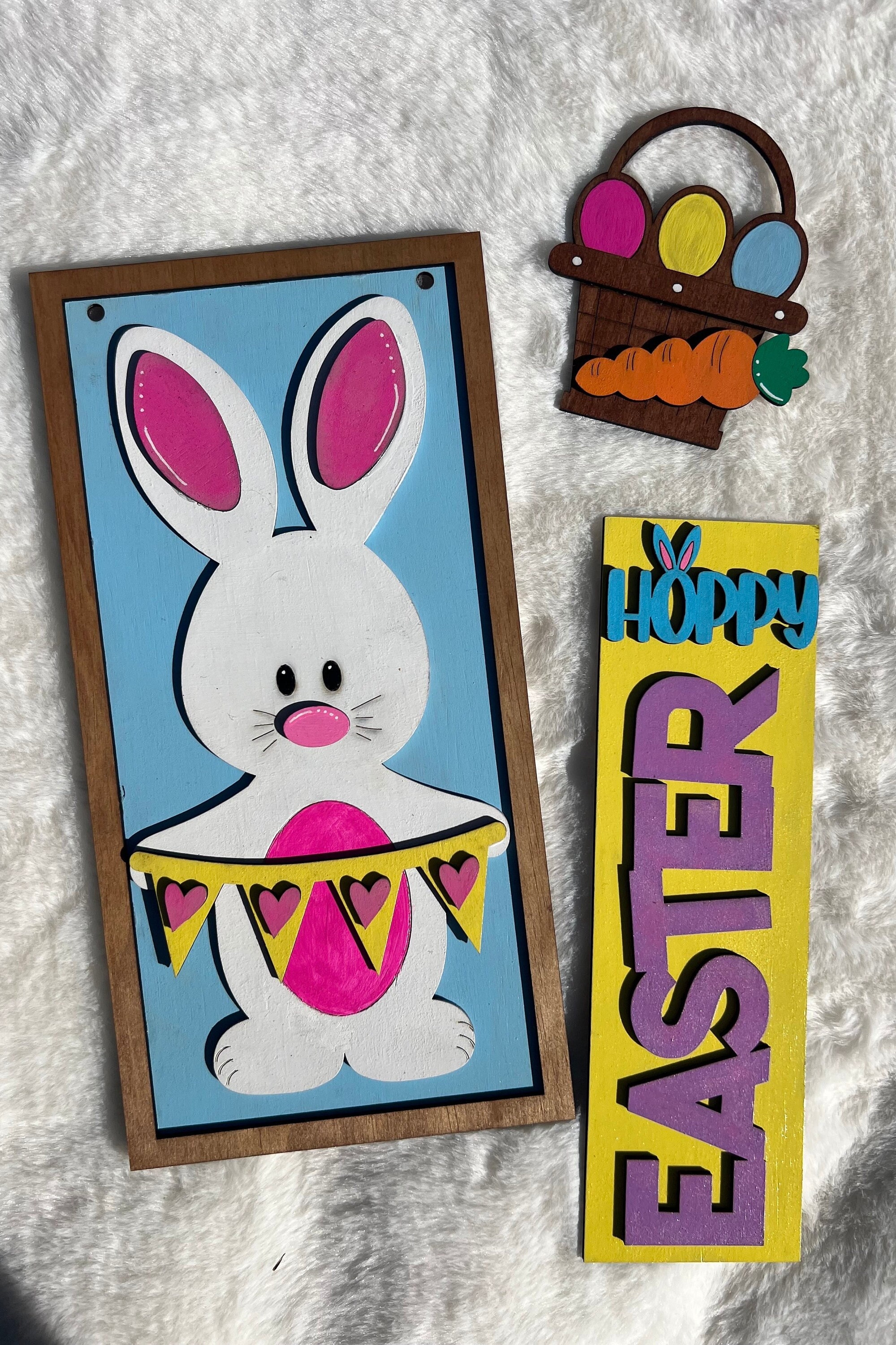 Easter Bunny Interchangeable Post Sign, Decorative Post Attachments ...