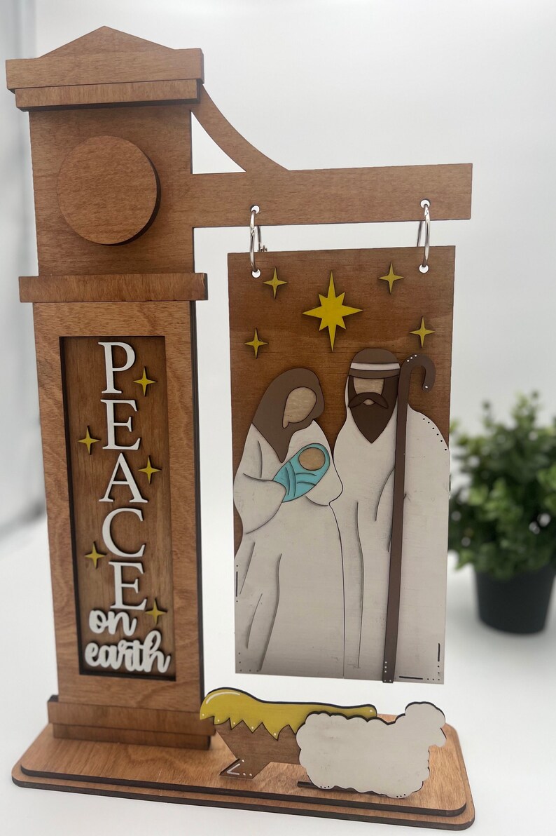 Nativity Scene Interchangeable Post Sign, Decorative Post Attachments ...