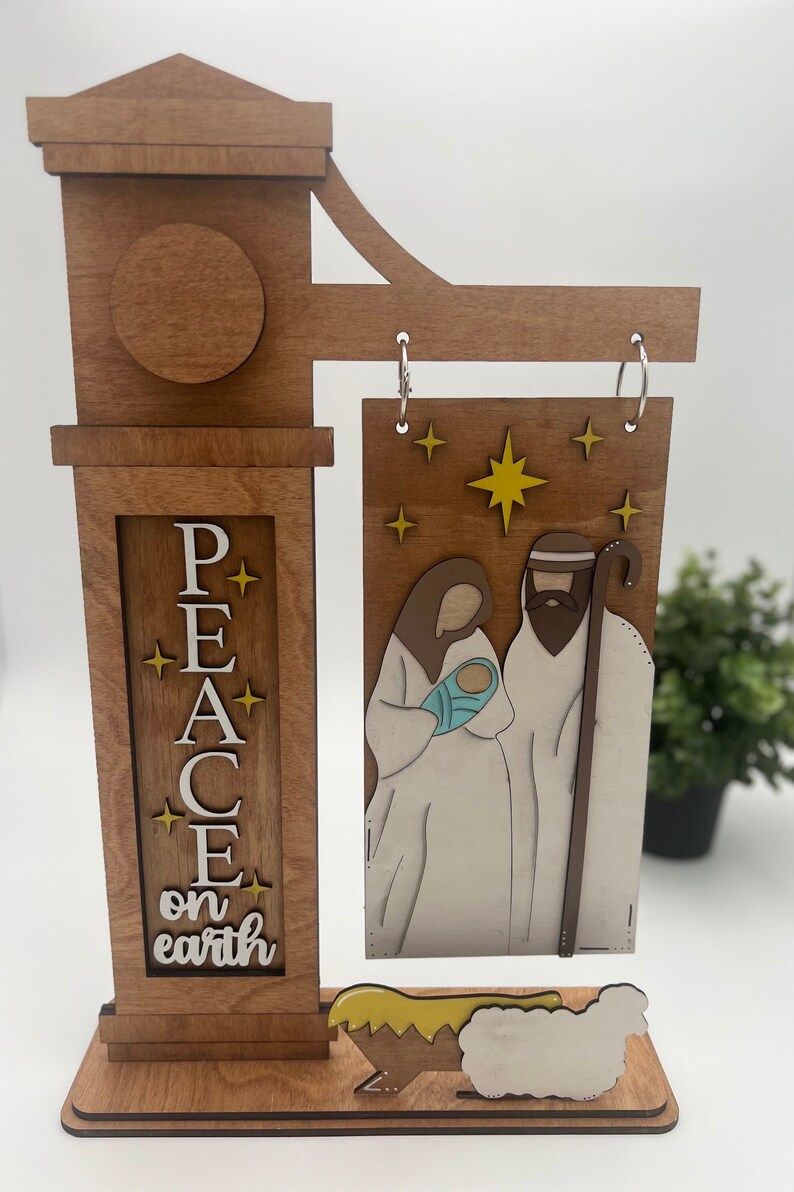 Nativity Scene Interchangeable Post Sign, Decorative Post Attachments ...
