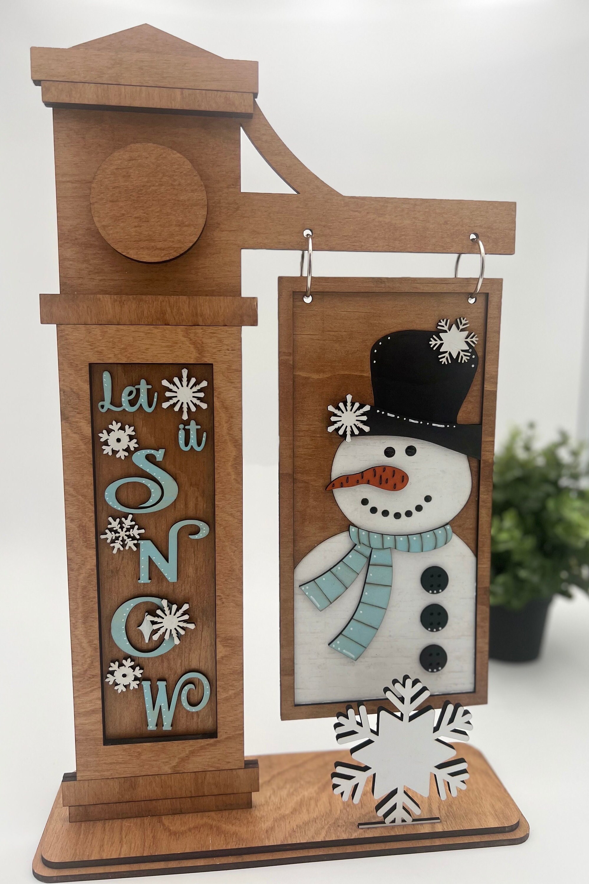 Snowman Winter Interchangeable Post Sign, Decorative Post Attachments ...