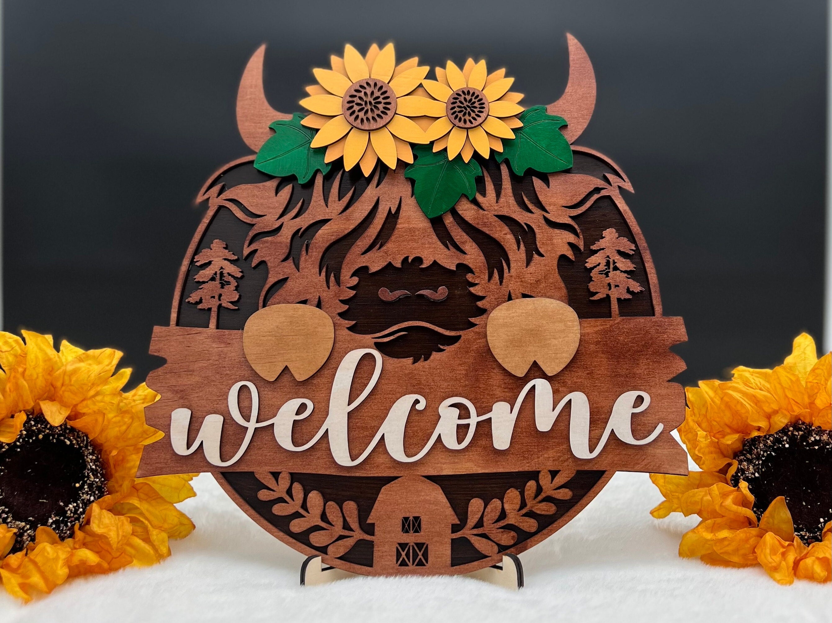 Highland Cow Wall Sign, Highland Cow Wood Decor, Housewarming Gift ...