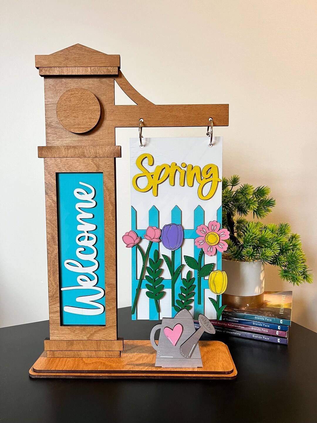 Welcome Spring, Interchangeable Post Sign, Post Attachments, Tabletop ...