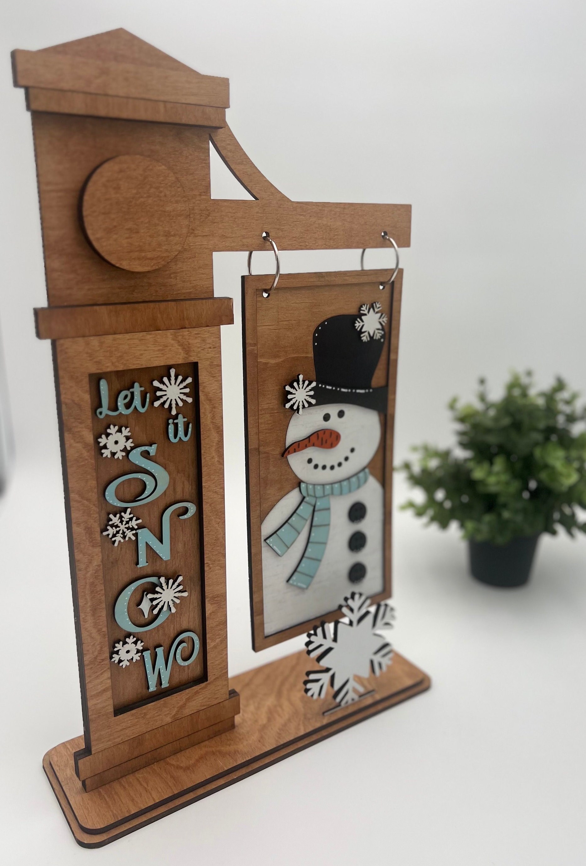 Snowman Winter Interchangeable Post Sign, Decorative Post Attachments ...