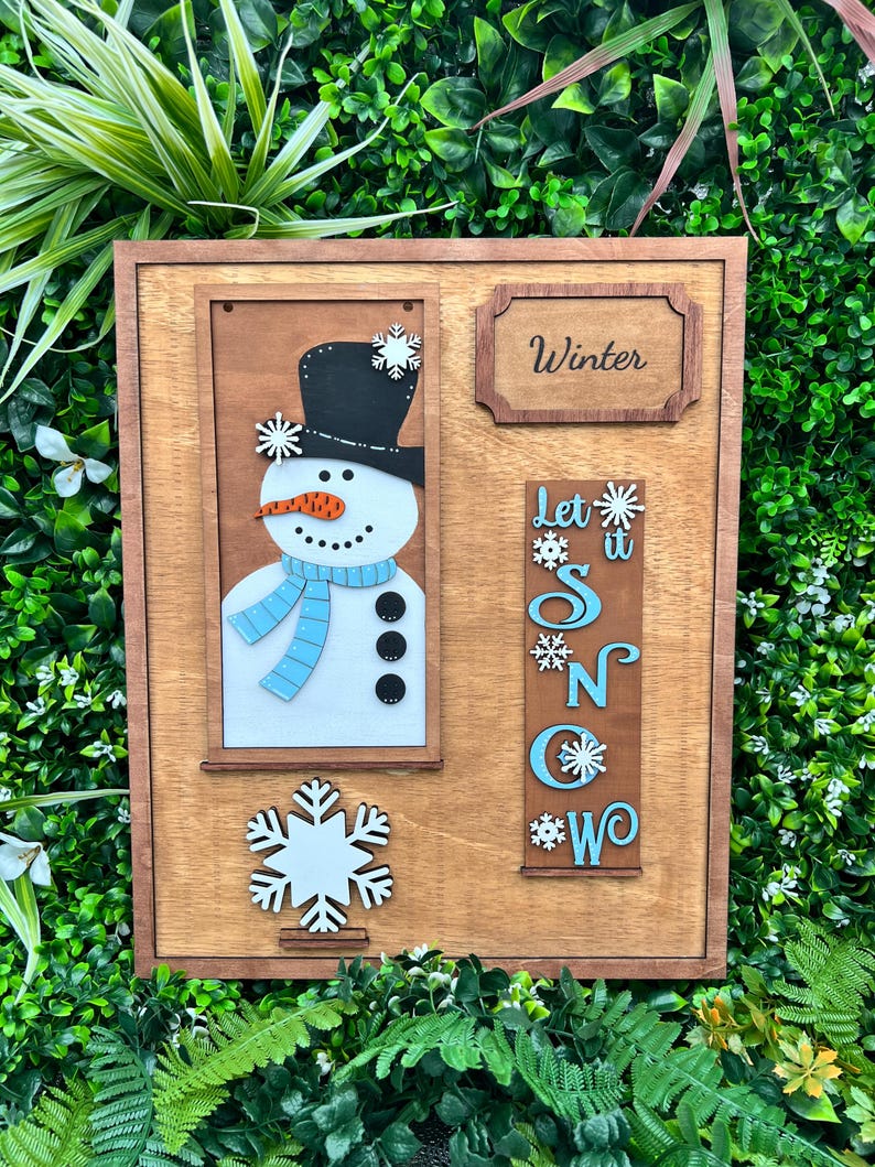 Snowman Winter Interchangeable Post Sign, Decorative Post Attachments ...