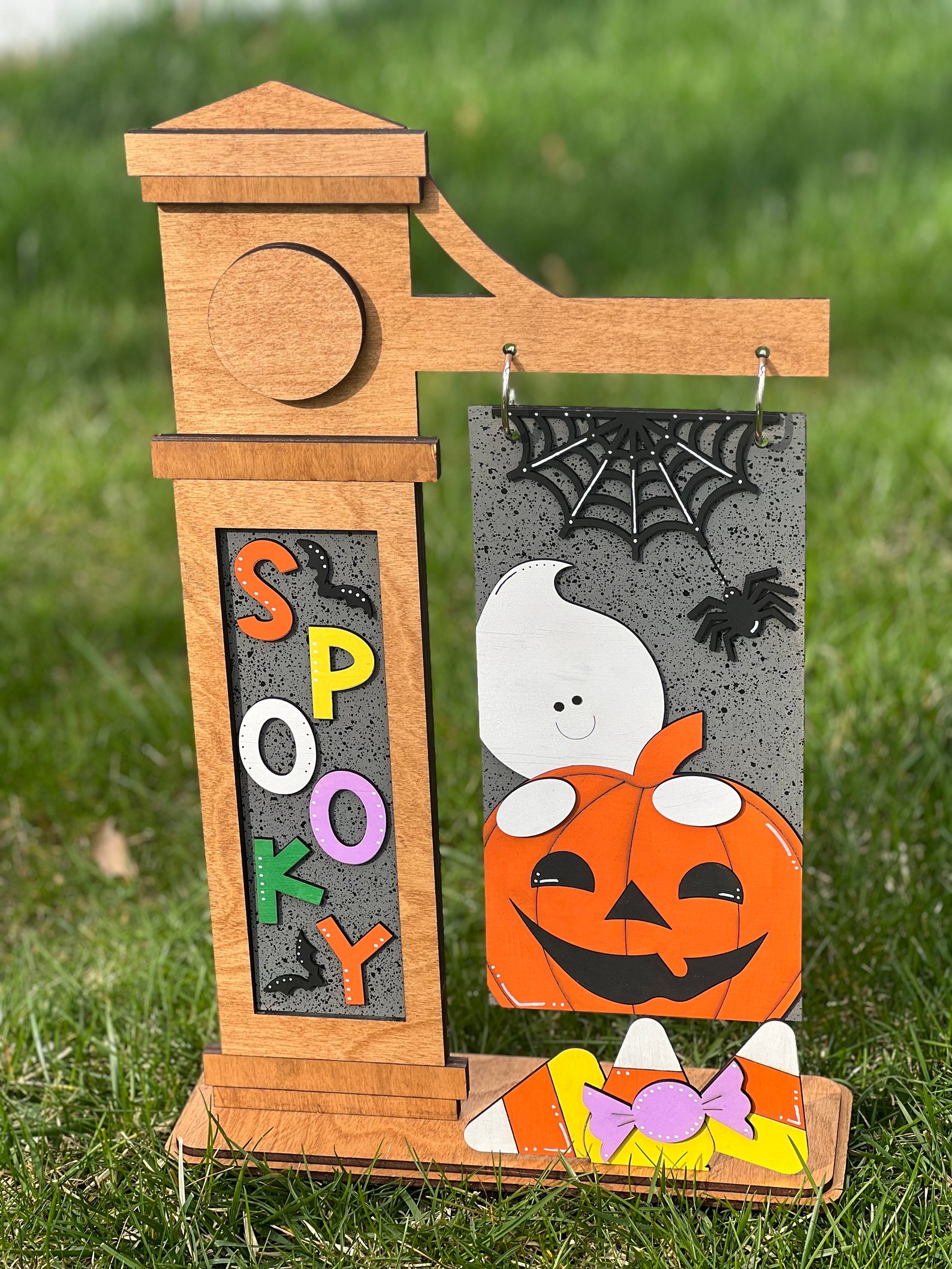 Halloween Interchangeable Post Sign, Decorative Post Attachments ...