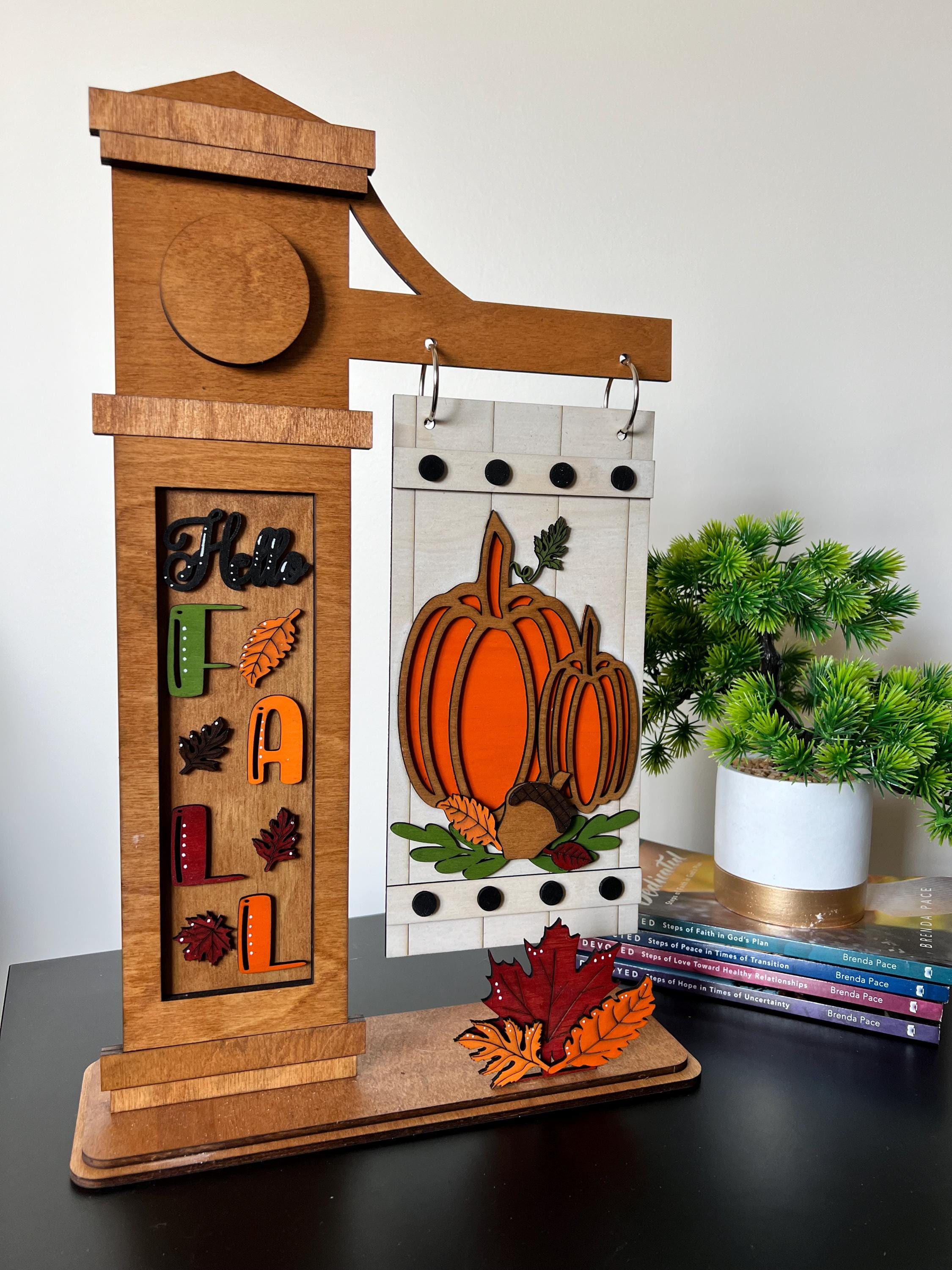 Fall Interchangeable Post Sign, Decorative Post Attachments, Tabletop ...