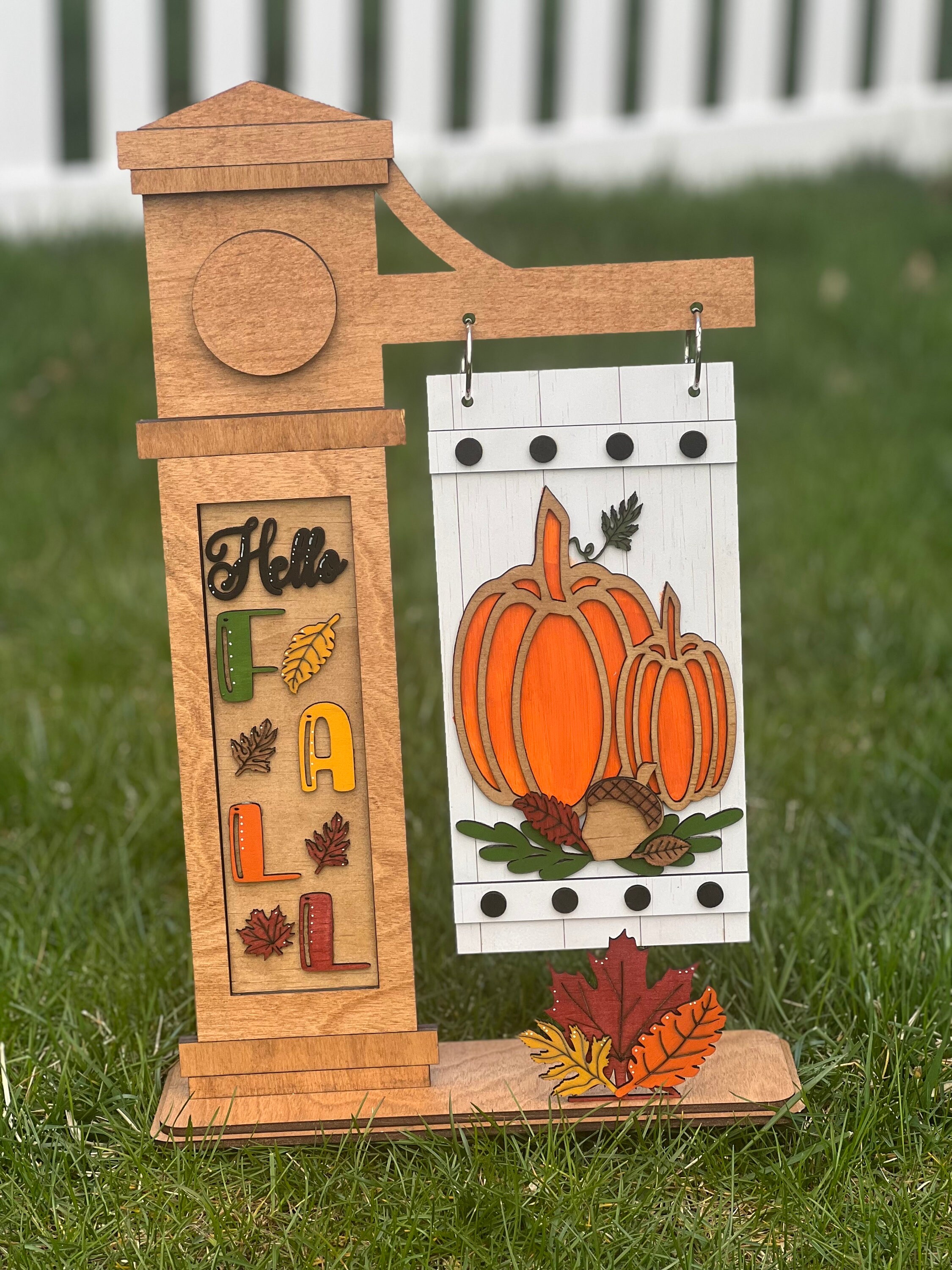 Fall Interchangeable Post Sign, Decorative Post Attachments, Tabletop ...