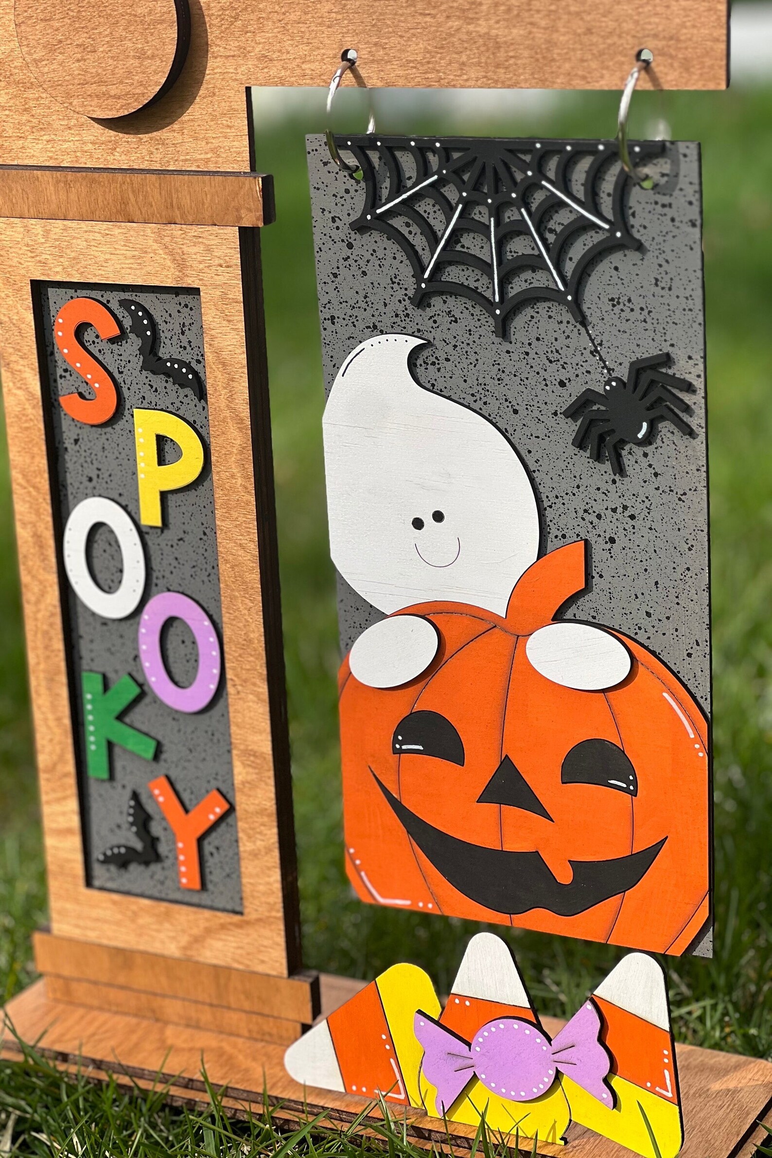 Halloween Interchangeable Post Sign, Decorative Post Attachments ...