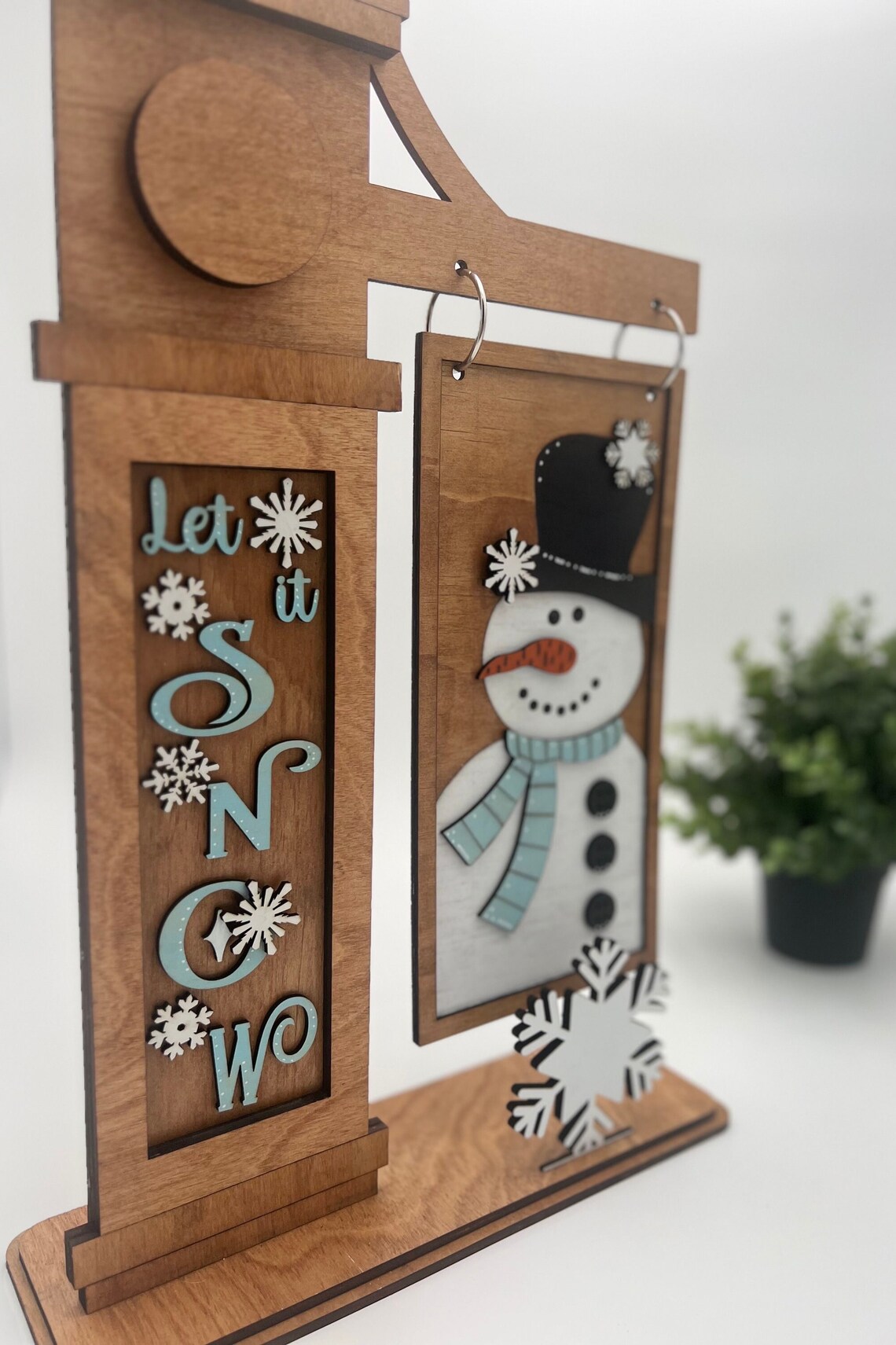 Snowman Winter Interchangeable Post Sign, Decorative Post Attachments ...