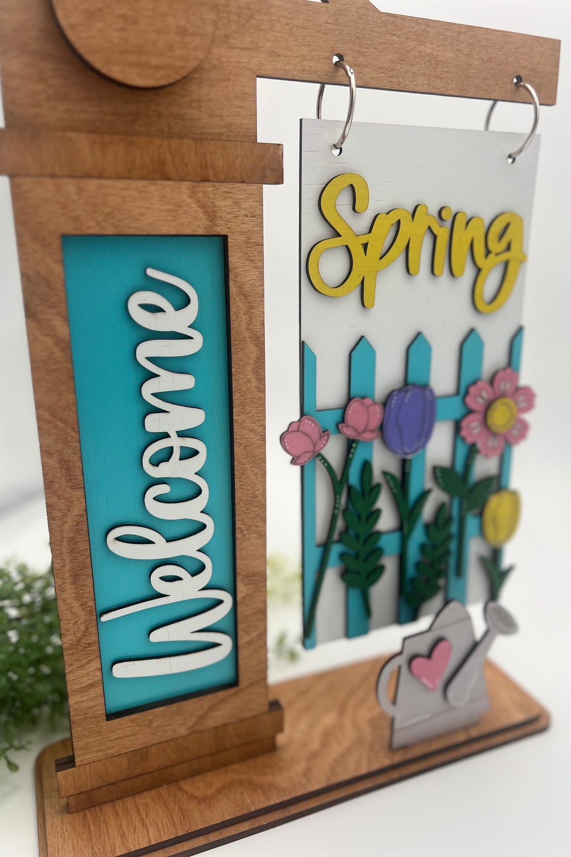 Welcome Spring, Interchangeable Post Sign, Post Attachments, Tabletop ...