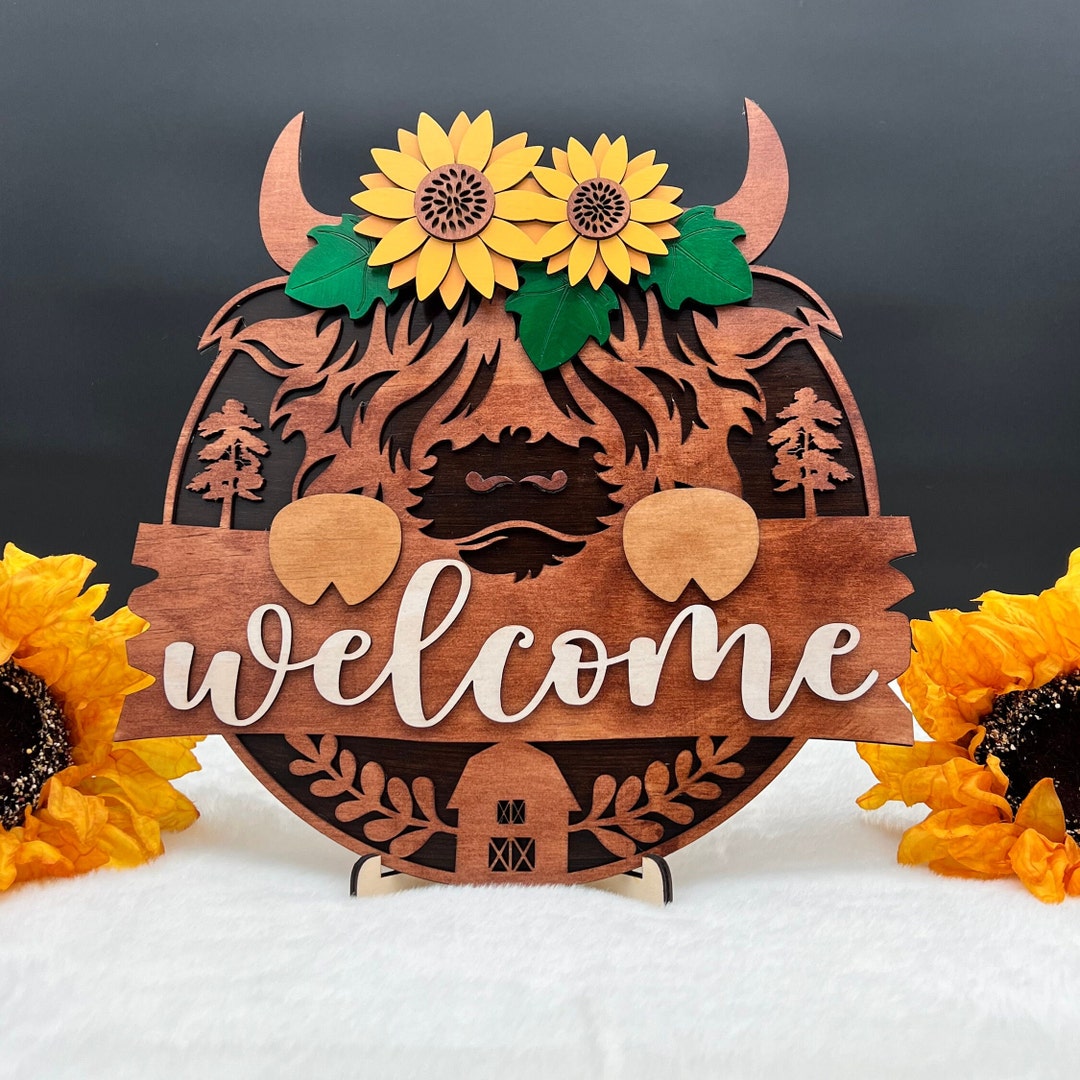 Highland Cow Wall Sign, Highland Cow Wood Decor, Housewarming Gift ...