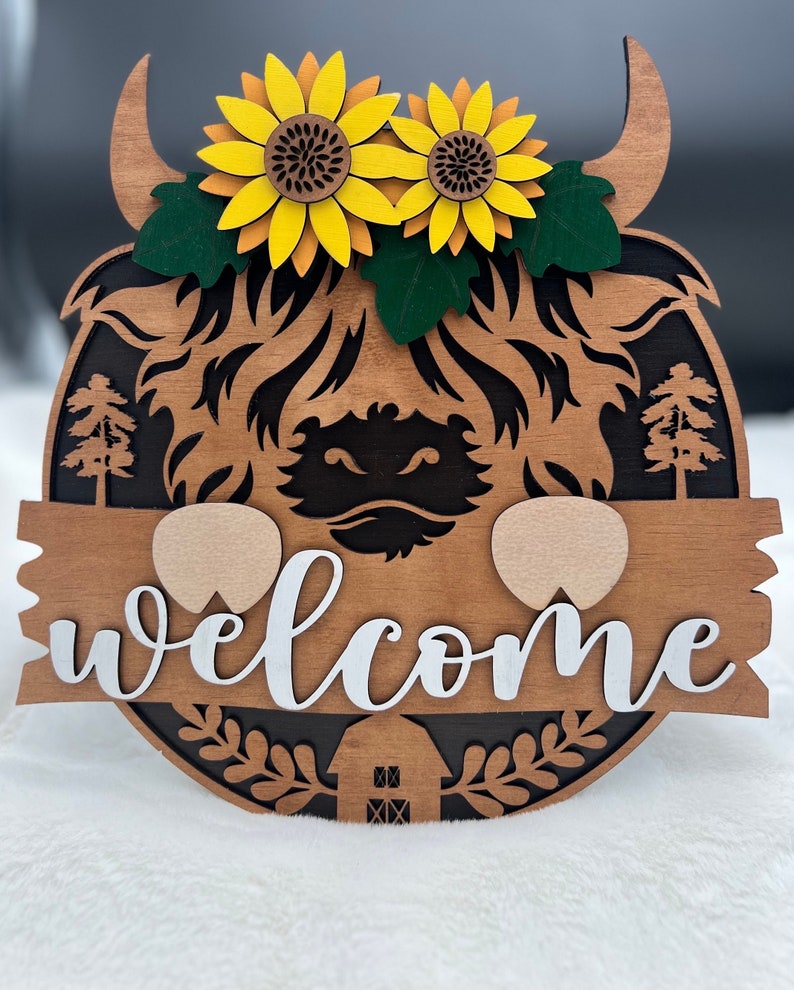 Highland Cow Wall Sign, Highland Cow Wood Decor, Housewarming Gift ...