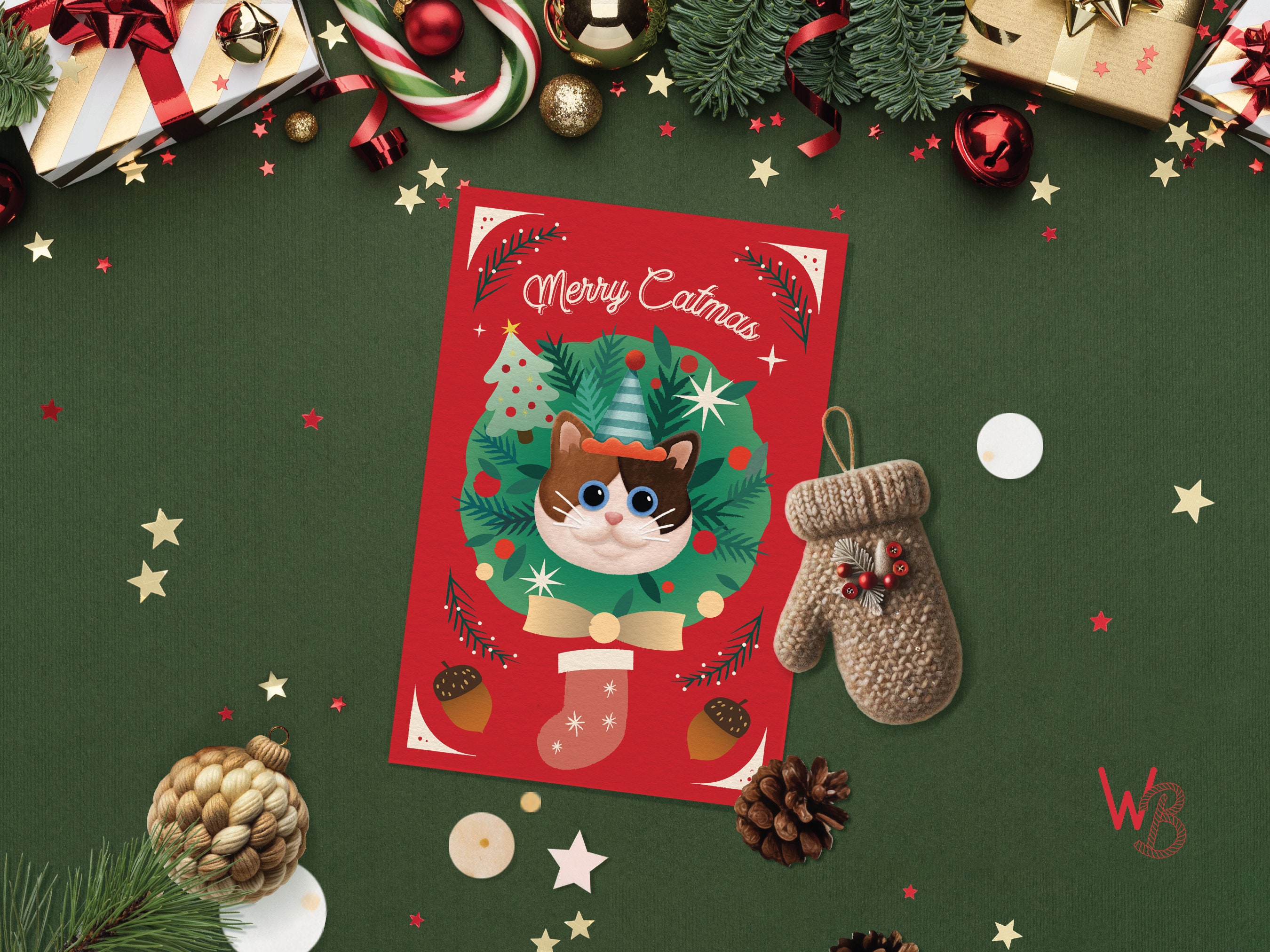 Custom Christmas Card Cat Christmas Card Personalized Cat - Etsy