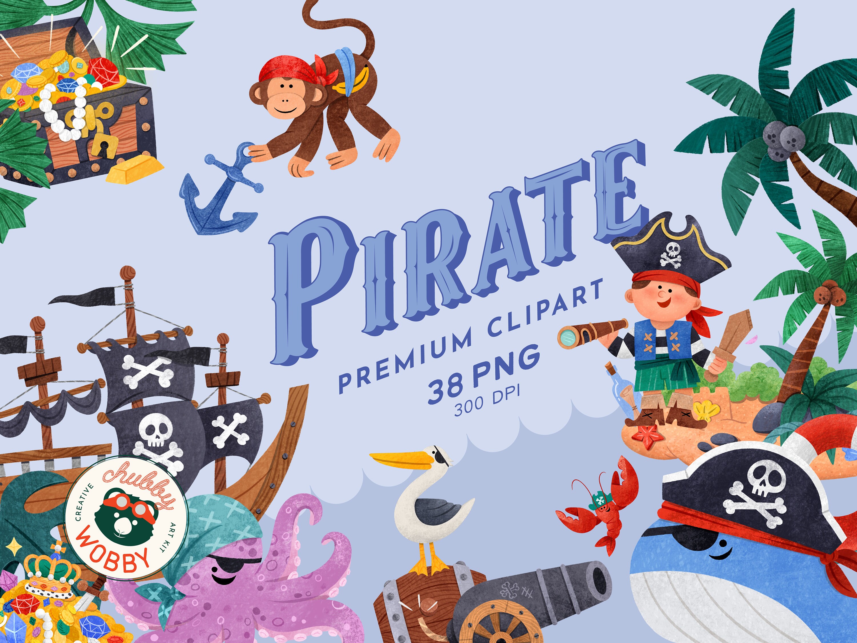 Pirate Kids Clipart Treasure Hunt Illustration for Kids Pirate Bundle ...