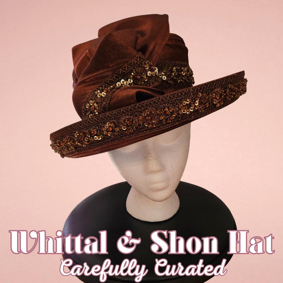 Whittal & Shon Brown Sequin Millinery All Year Material Hat - Etsy