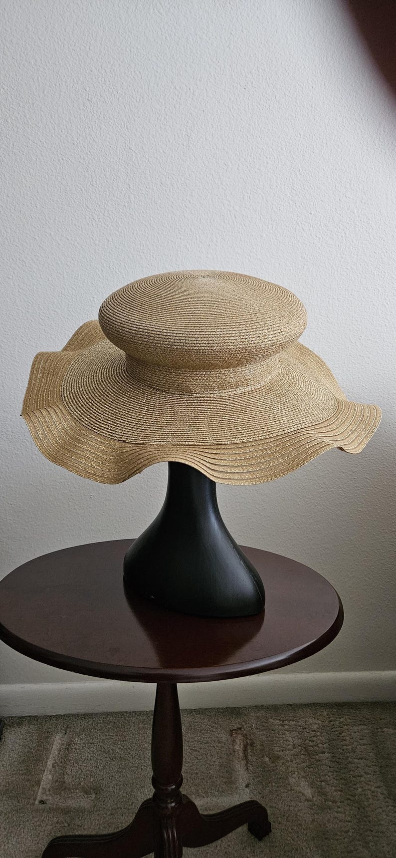 Bellini Gold Church Hat – Wavy Brim, Crystal Hat Pin - Etsy