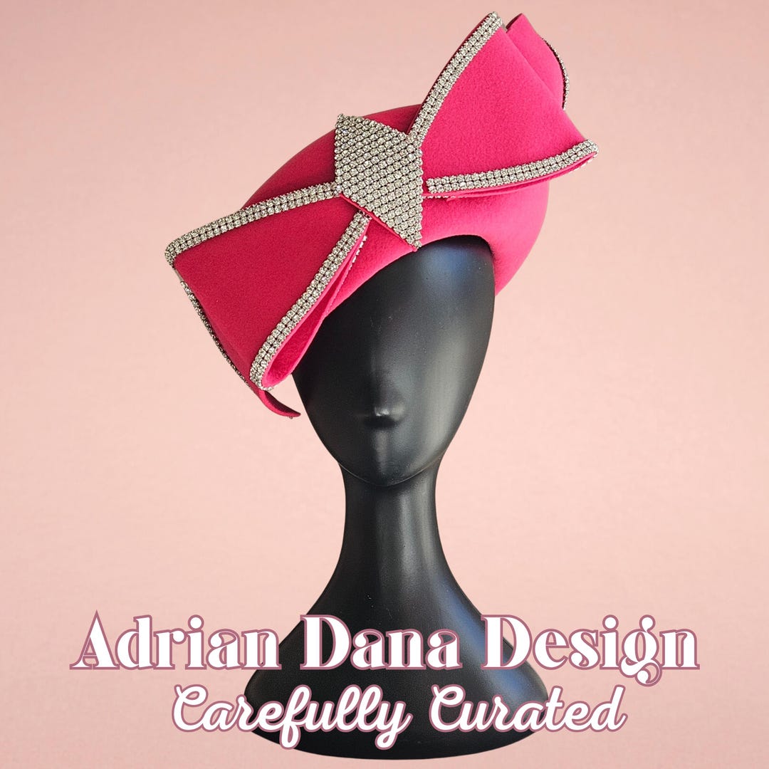 Adrian Dana Bubble Gum Pink Wool Beret With Rhinestone Bow | Church Hat ...