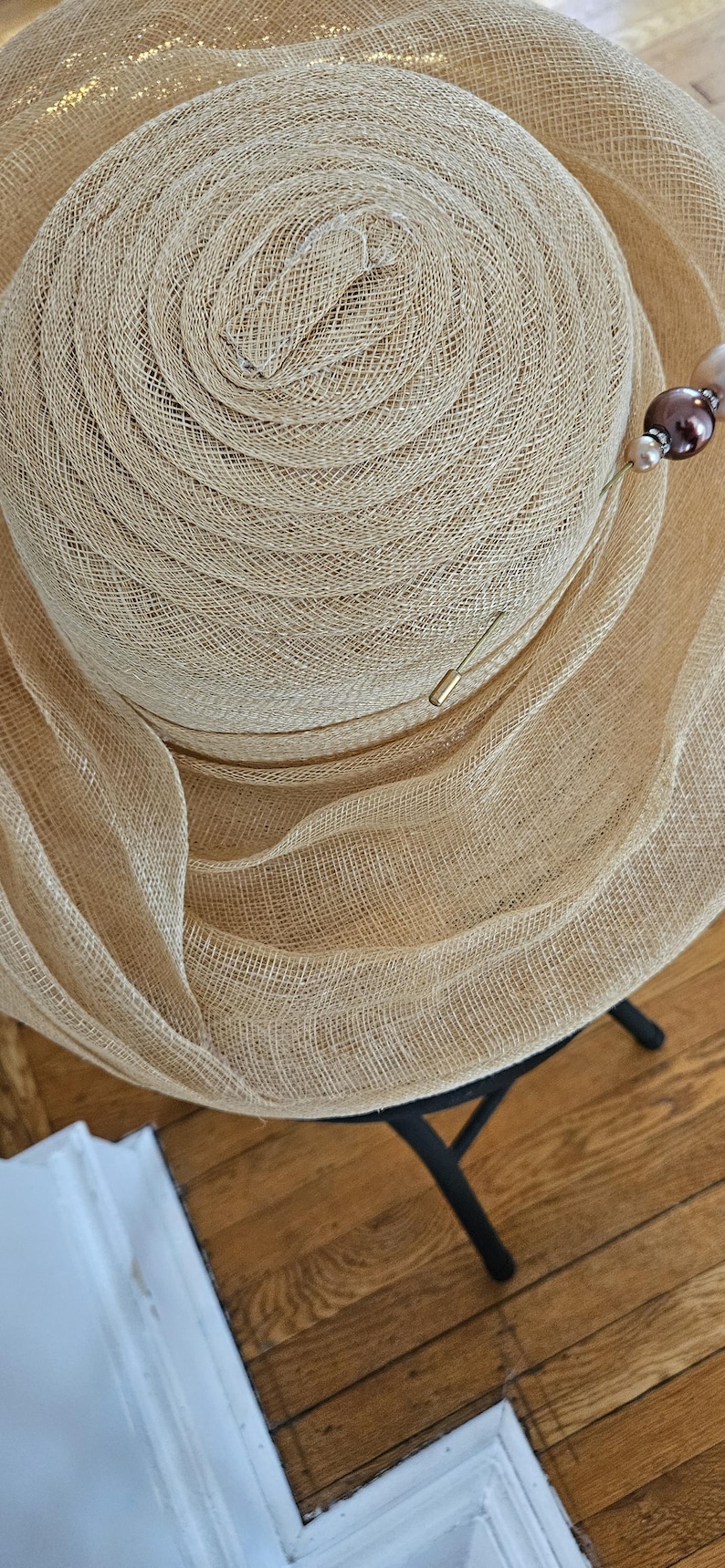 Vanilla Linen Straw Derby Hat – Elegant Tea Party Millinery - Etsy
