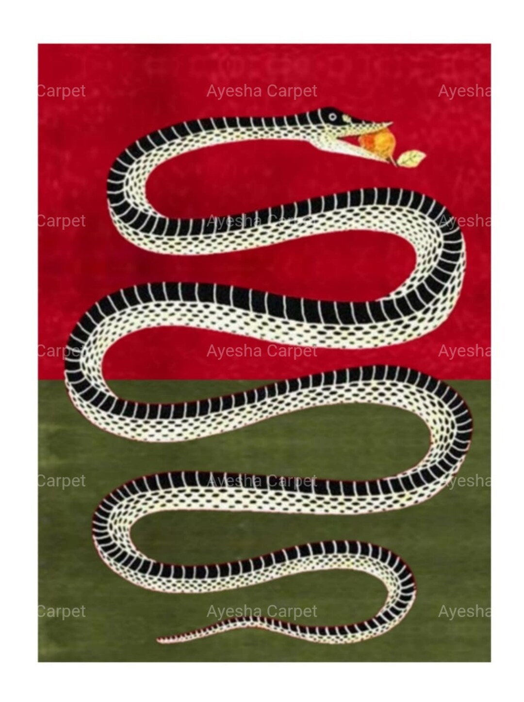 Red, Green Snake Hand Made Tufted Rugs 6x9 High Quality Fine Wool Rug ...