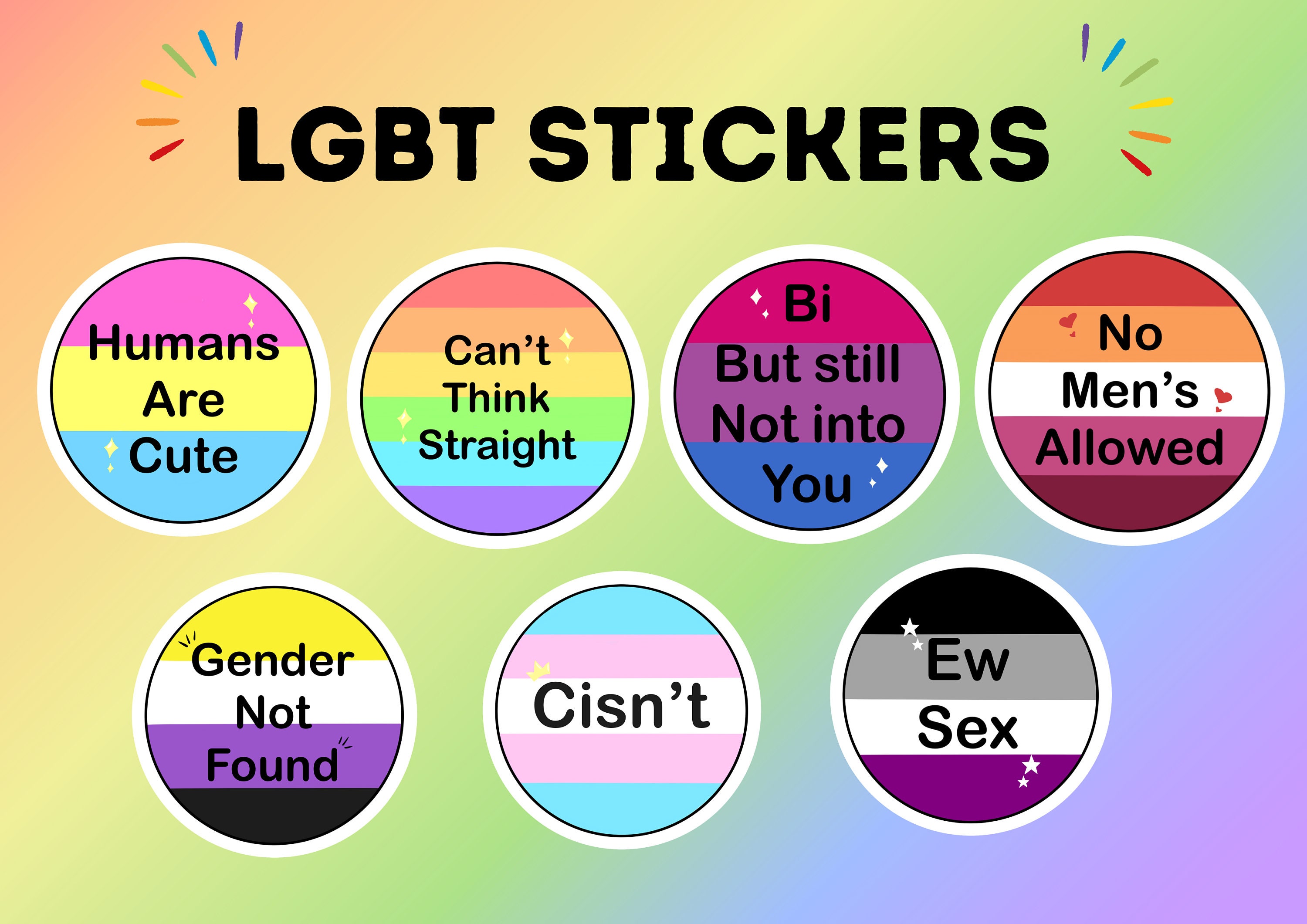 LGBT Round Stickers - Etsy