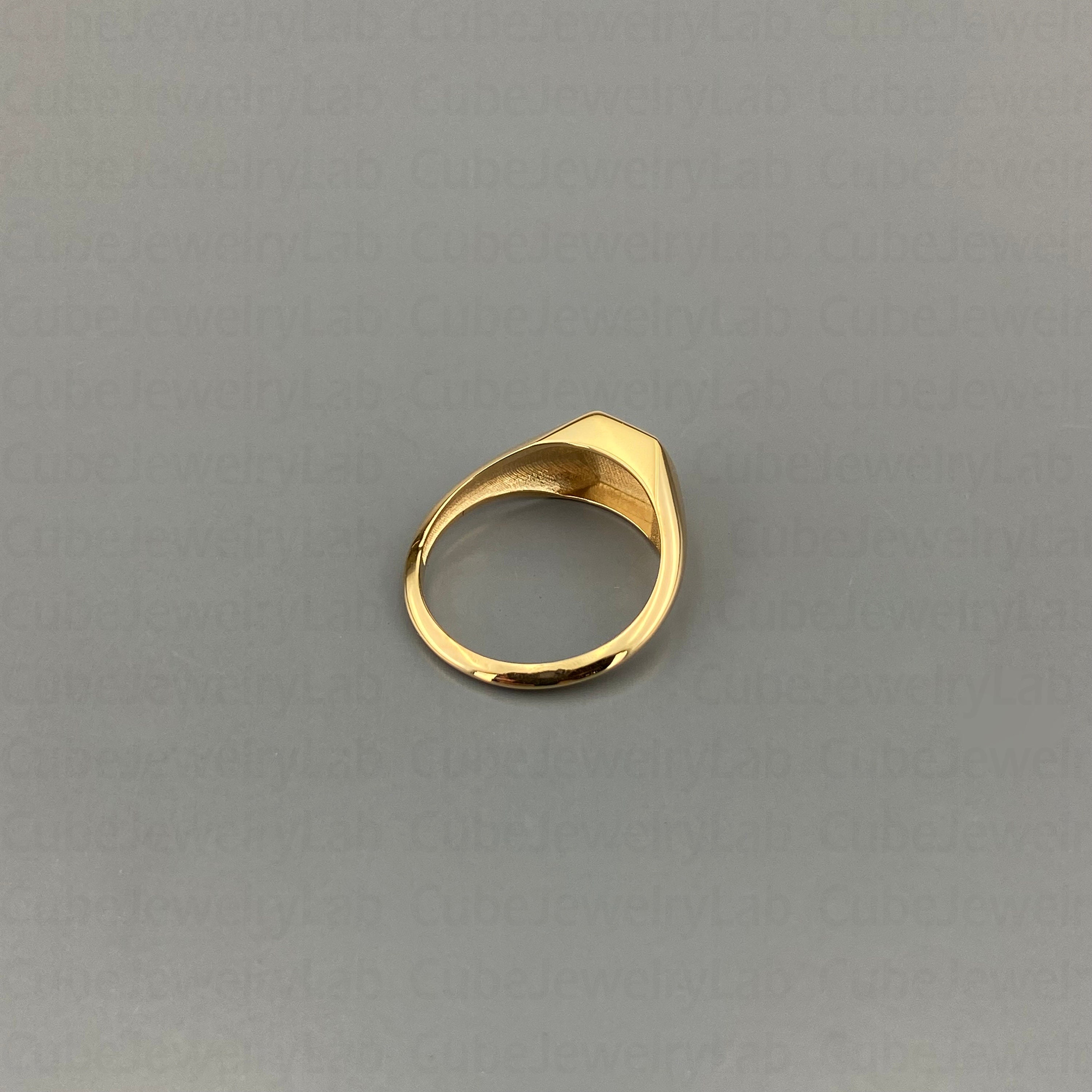 Solid Gold 10k, 14k & 18k Signet Ring, Engraved Ring, Personalized Ring ...
