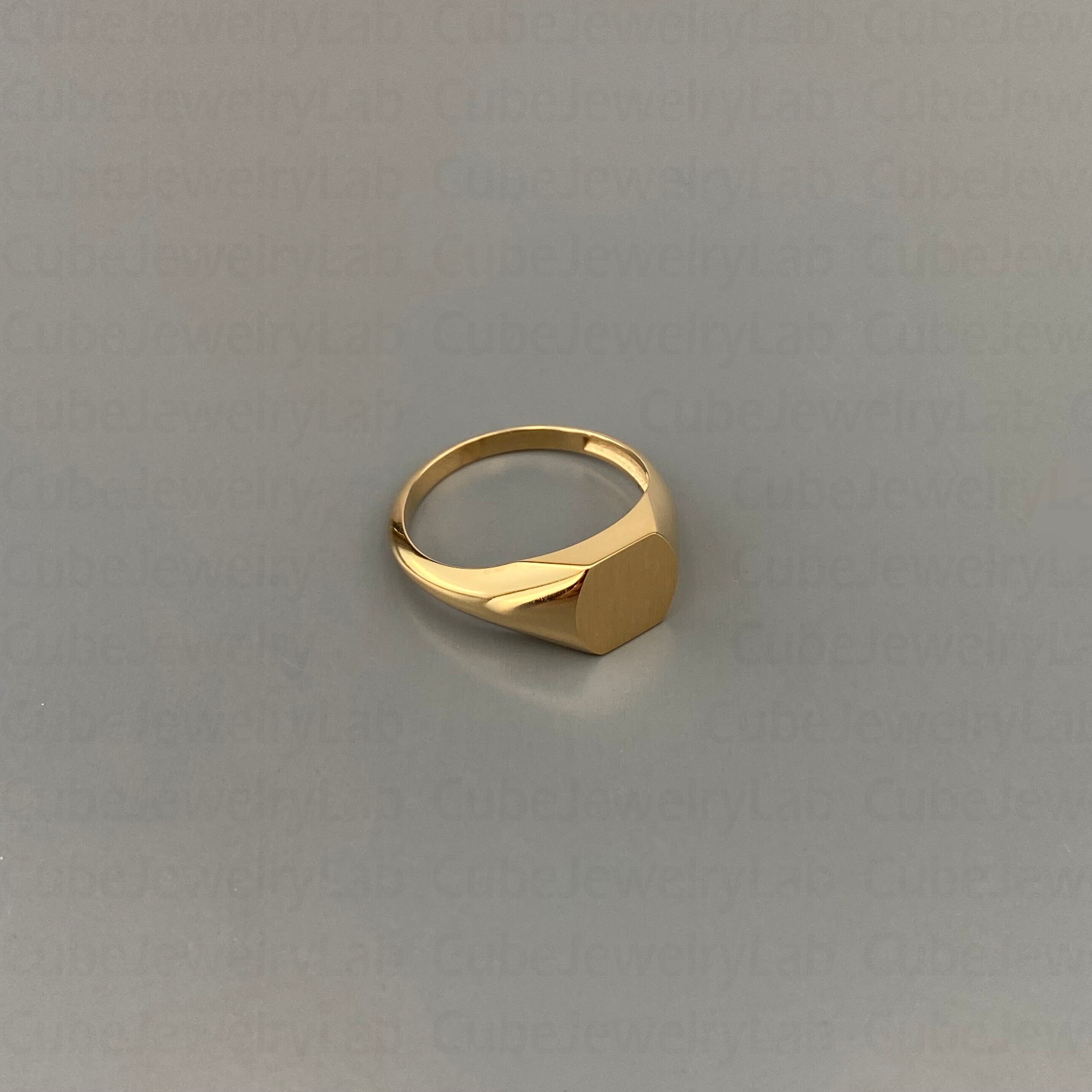 Solid Gold 10k, 14k & 18k Signet Ring, Engraved Ring, Personalized Ring ...
