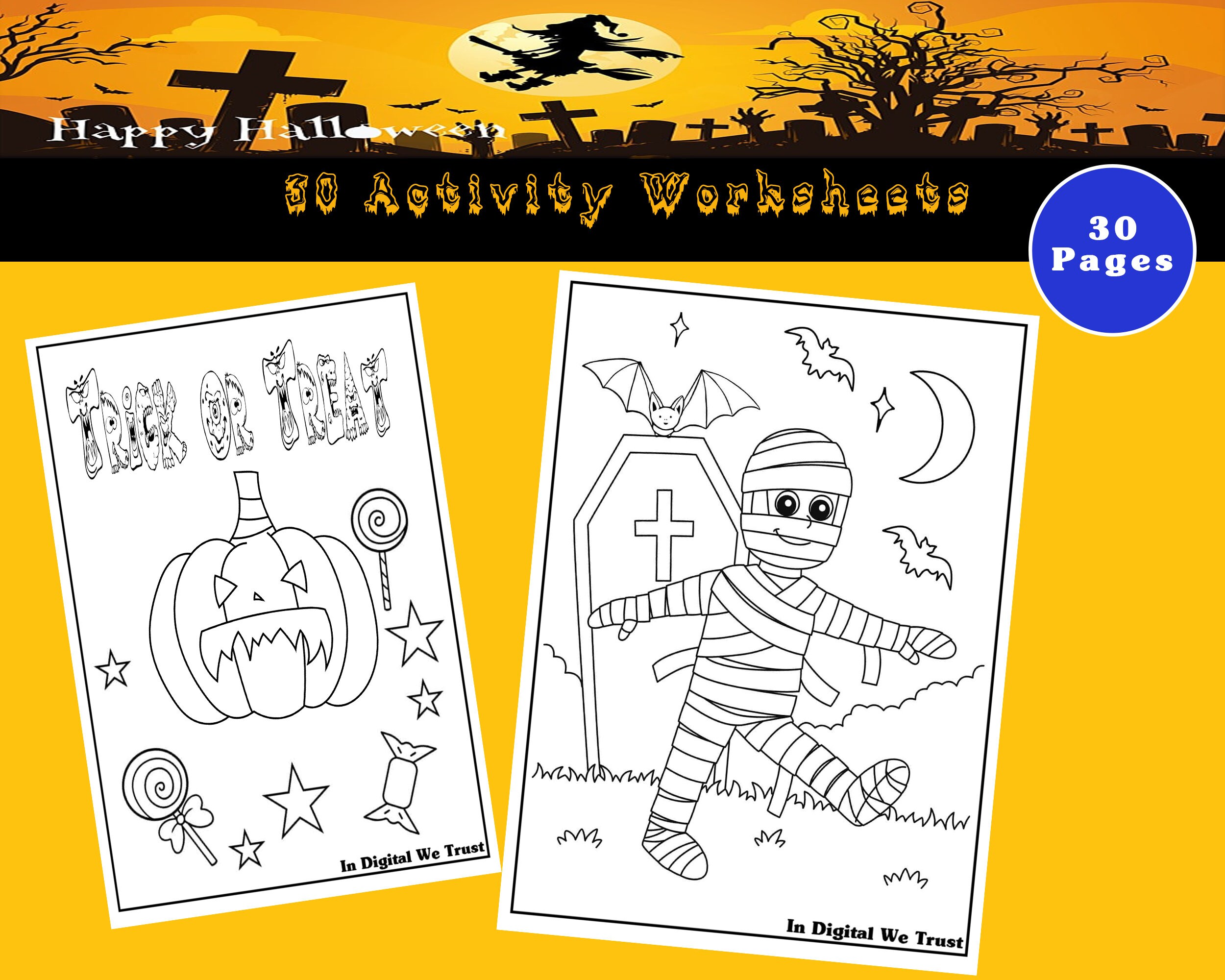 30 Printable Halloween Kids Activities: Coloring Pages & Word Search ...