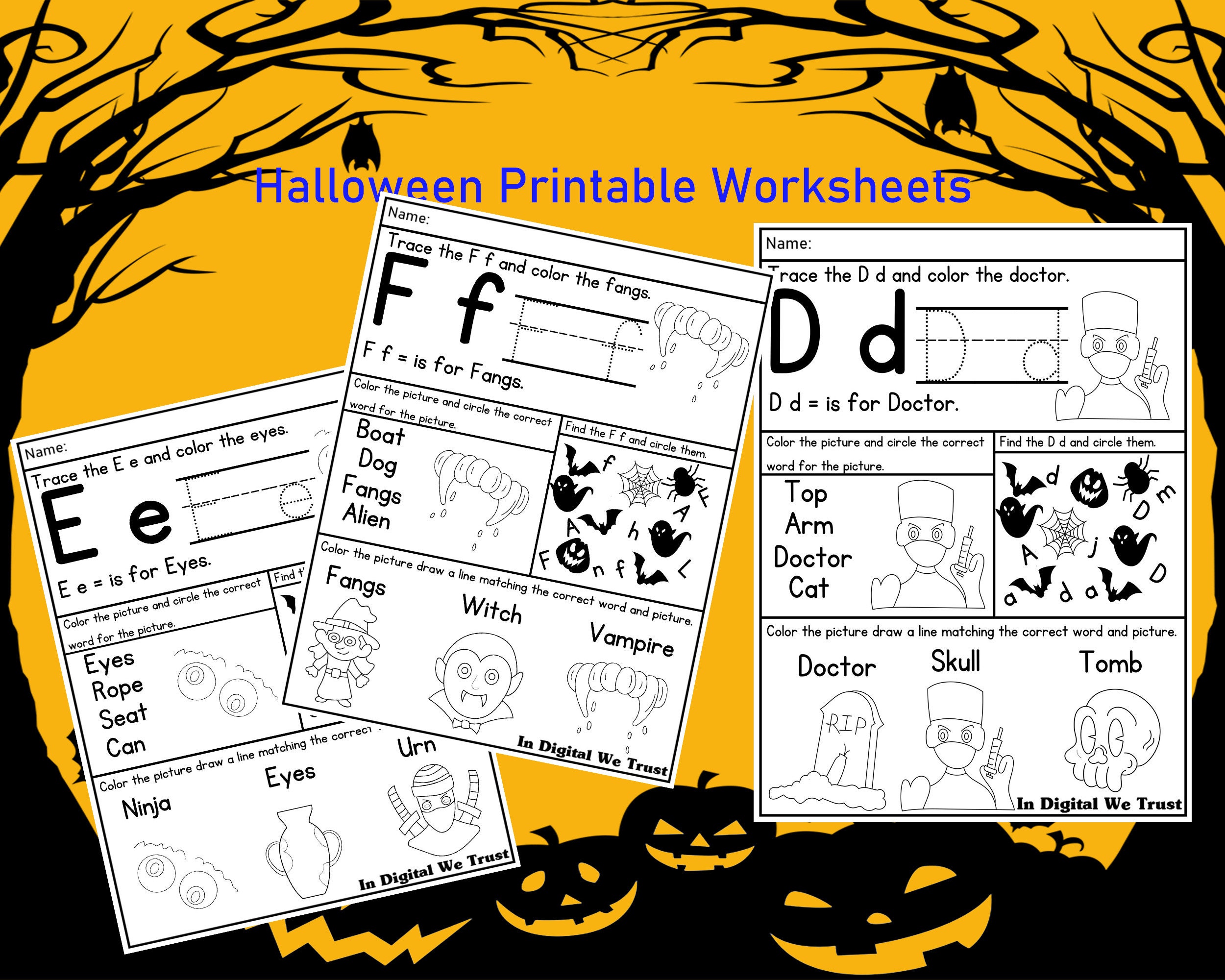 26 Halloween ABC Phonics Worksheets for Fun Learning Preschool ...